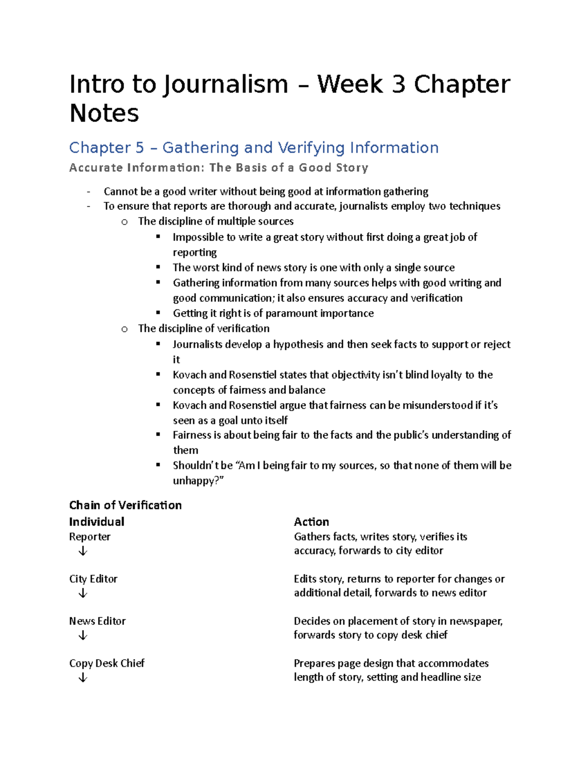 Gathering and Verifying Information / The Inverted Pyramid (JOUR 275 ...