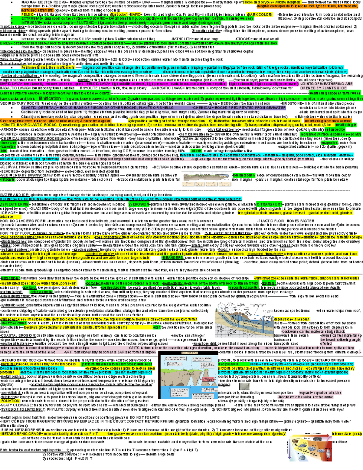 Planets final cheat sheet - MAGMA= MOLTEN ROCKS- Magma erupted through ...