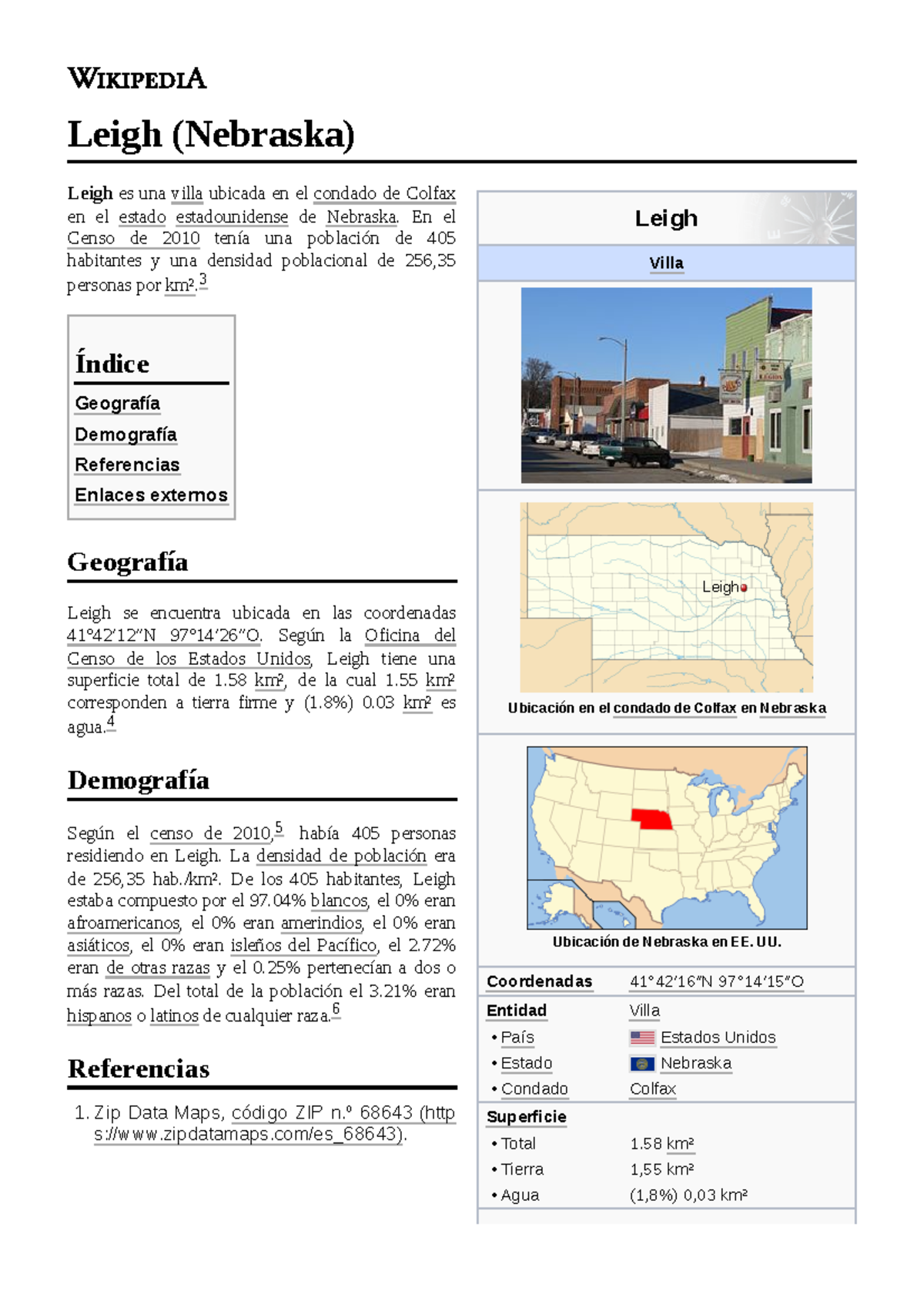 Leigh (Nebraska) - Leigh Villa Ubicación en el condado de Colfax en ...