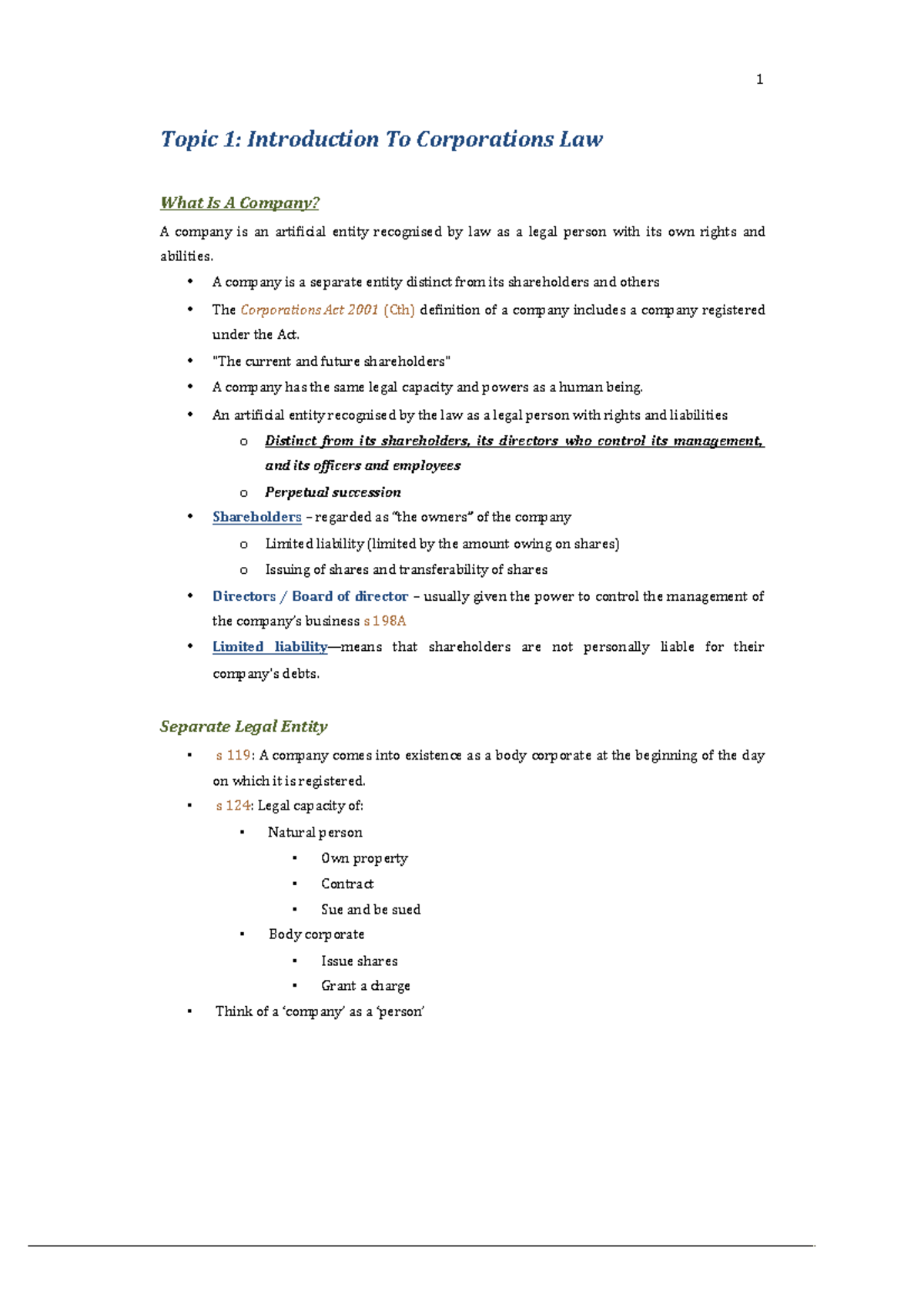 Downstudocu - easy to follow comprehensive note from corporation law ...