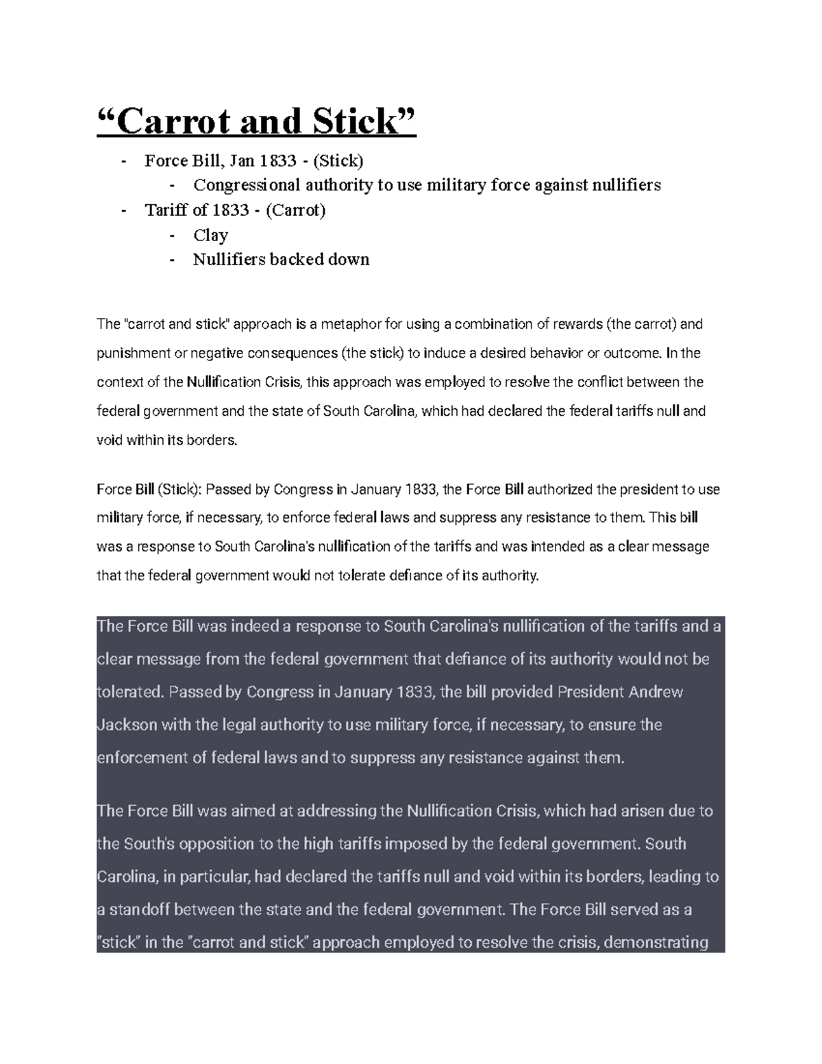 “Carrot and Stick” and how it influences the US - “Carrot and Stick ...