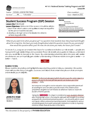 SSP005 Module 1 Odyssey PLAN SAS.docx - SSP 005 : Student Success ...