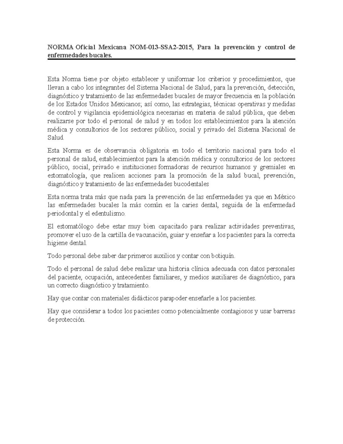 Norma 013 - SDFGHJKL - NORMA Oficial Mexicana NOM-013-SSA2-2015, Para ...
