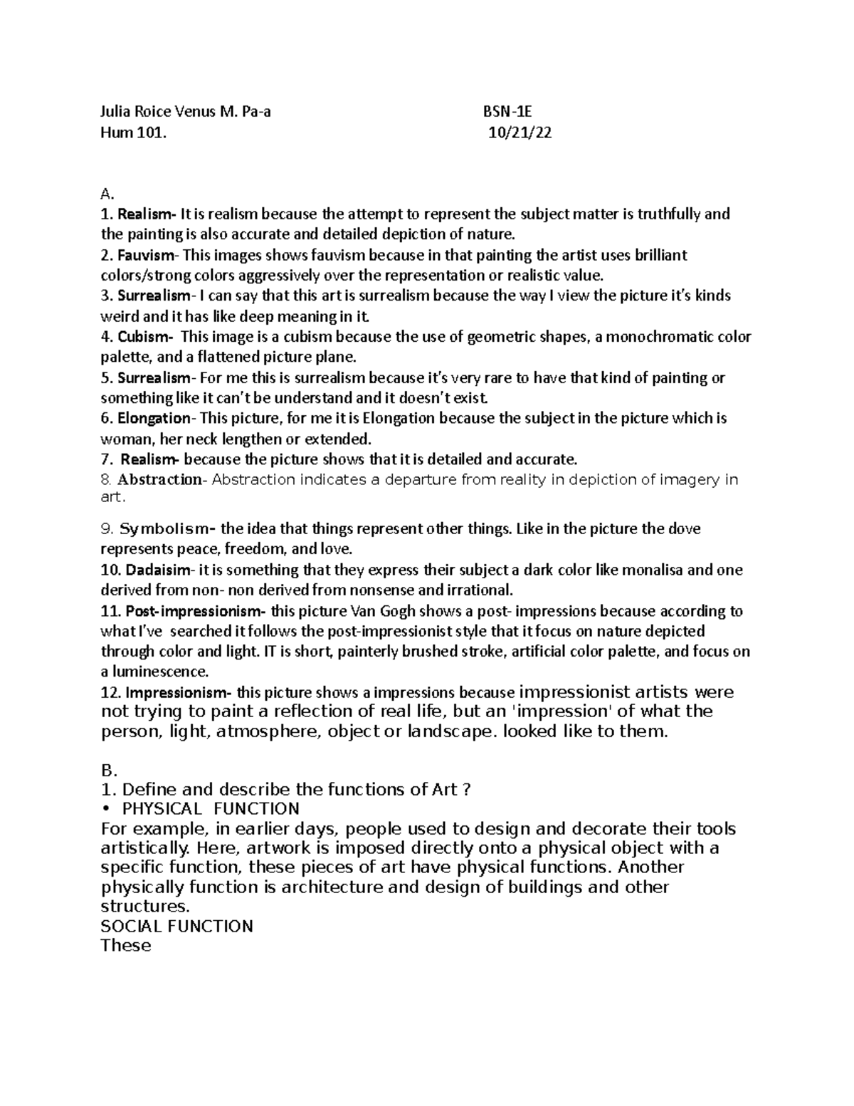 Humm appre Julia - Hsidj - Julia Roice Venus M. Pa-a BSN-1E Hum 101. 10 ...