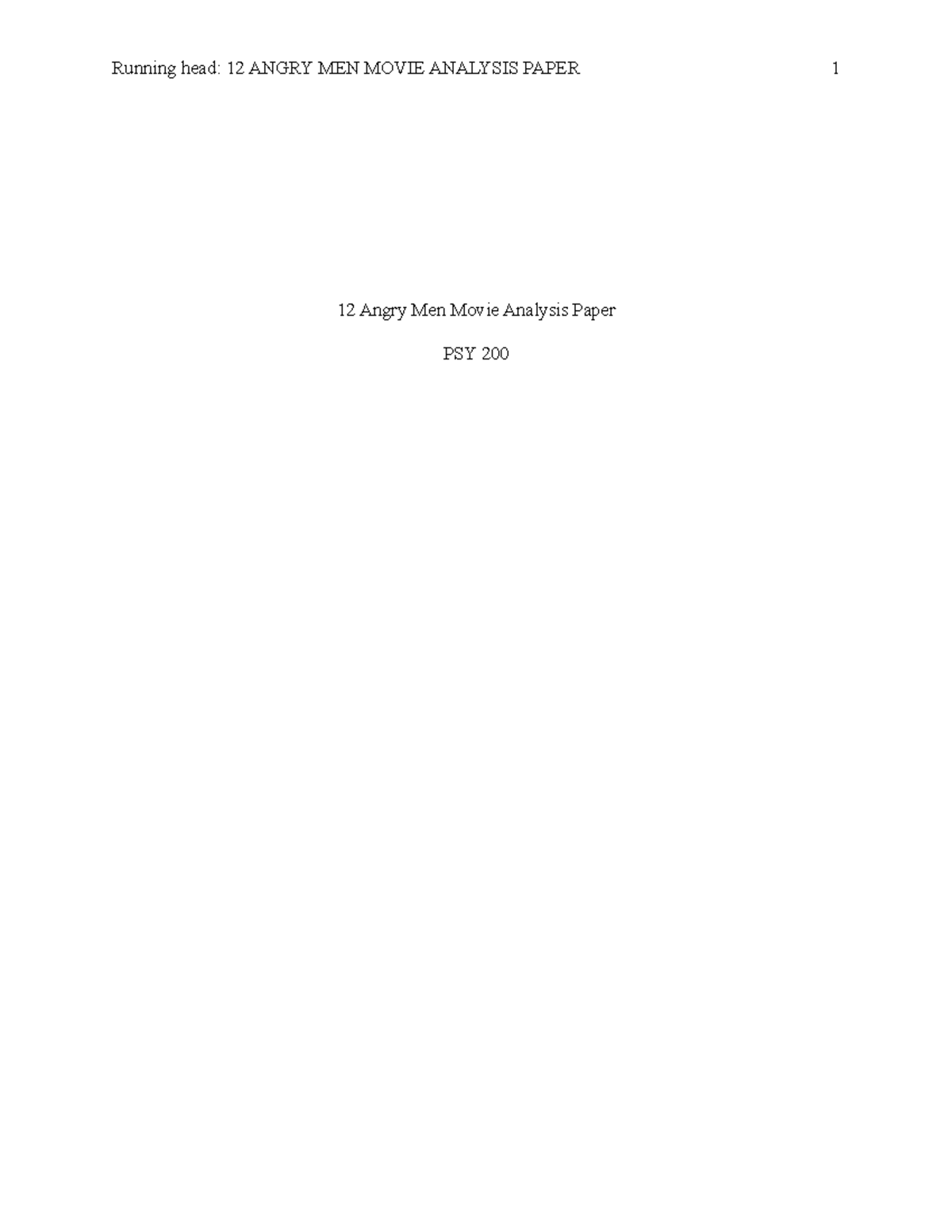 12 Angry Men Movie Analysis Paper - HIS 101 - NOVA - Studocu