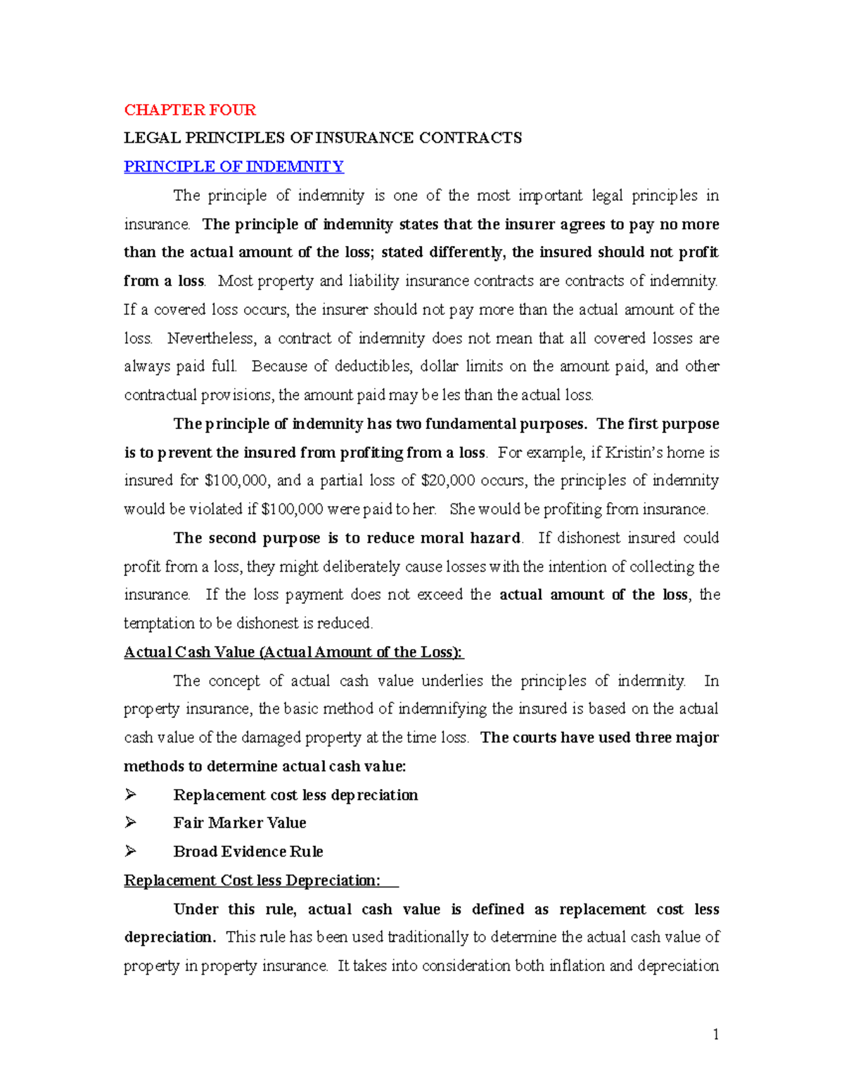 CHAP4Legal Prin Ins - Risk Management and Insurance Chapter 4 - CHAPTER ...