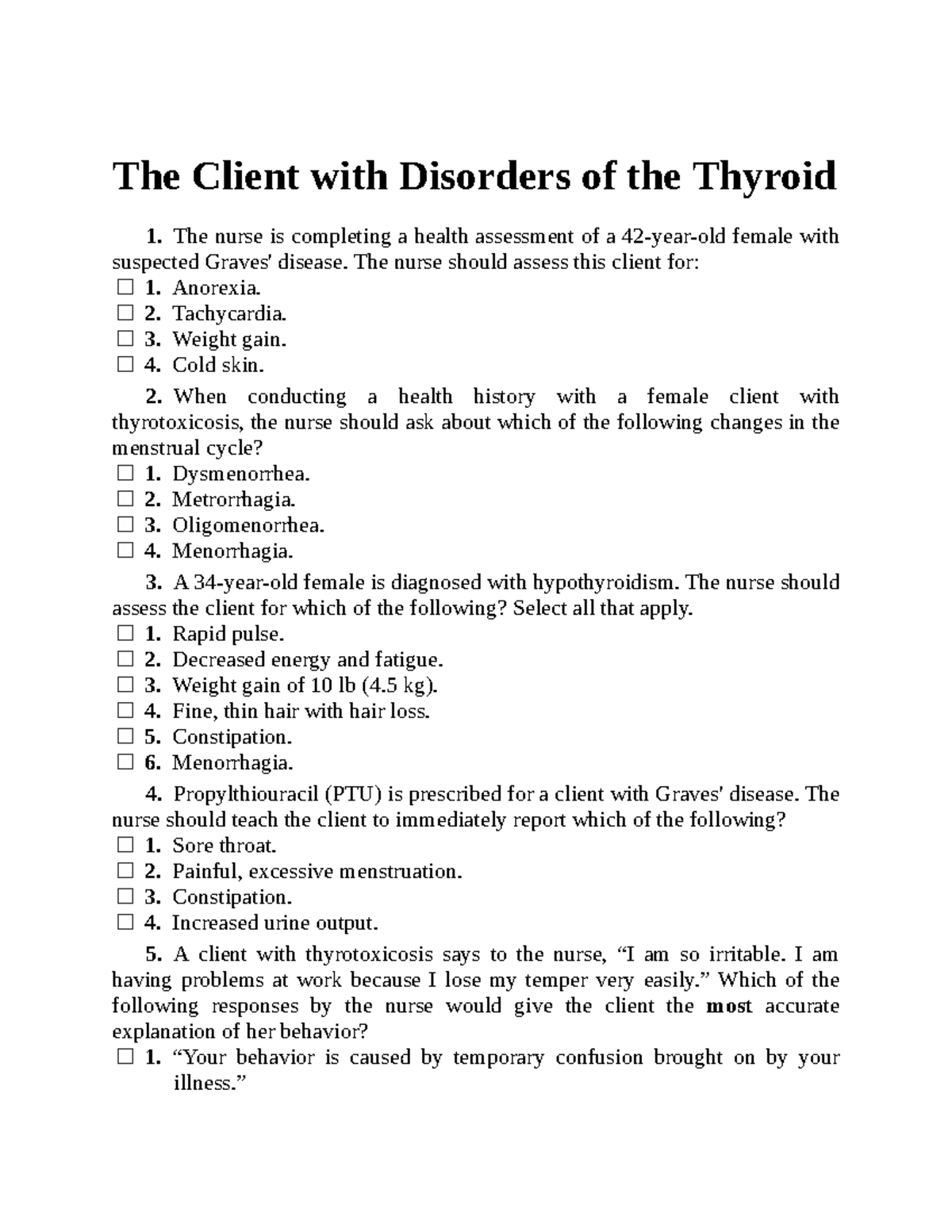 Endo test lip - The Client with Disorders of the Thyroid The nurse is ...
