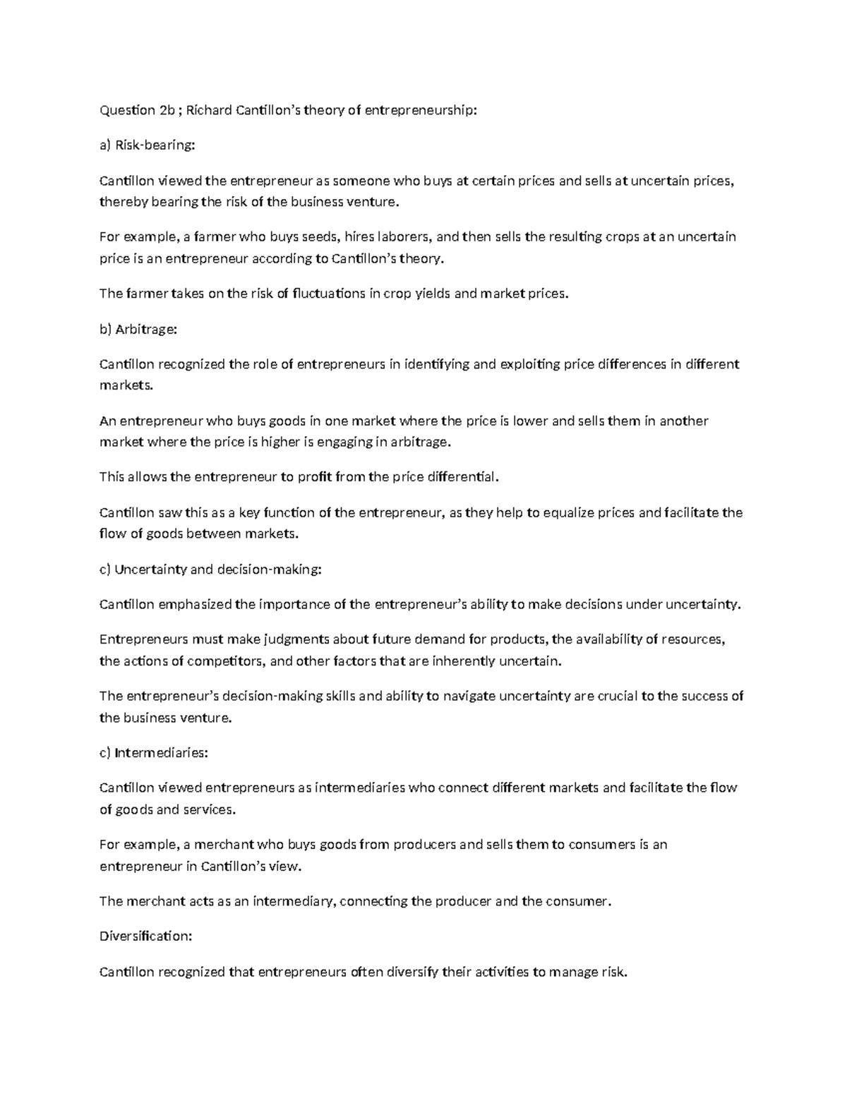 Shapero's model - Kelvin - Question 2b ; Richard Cantillon’s theory of ...