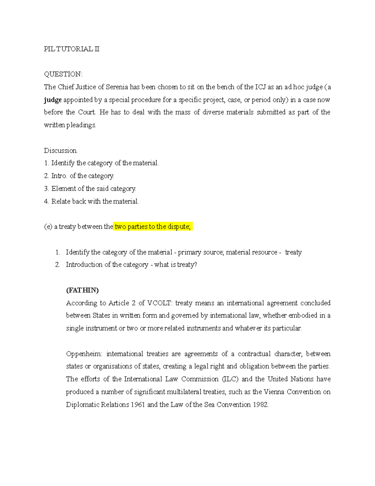 PIL Tutorial II for public intnl law - Partnership and Company Law II ...
