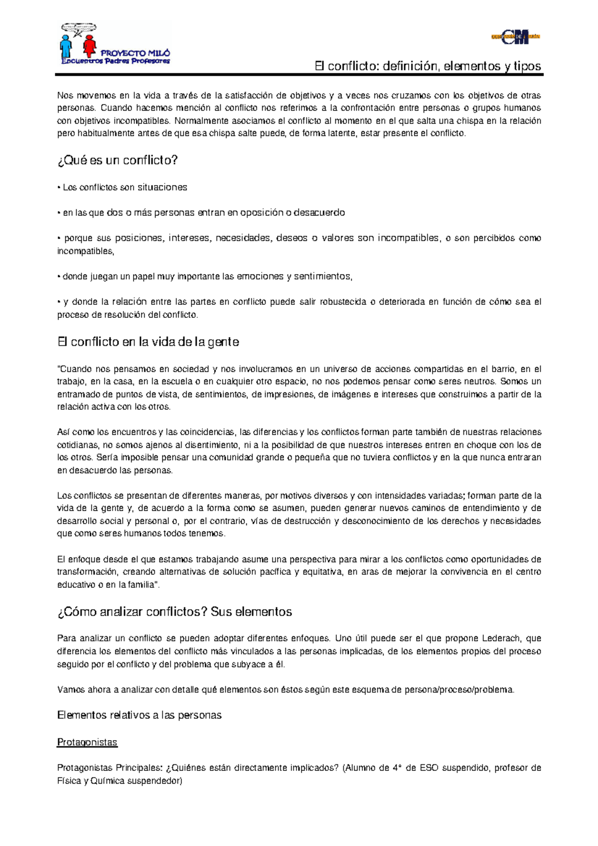 EL conflicto - El conflicto: definición, elementos y tipos Nos movemos ...