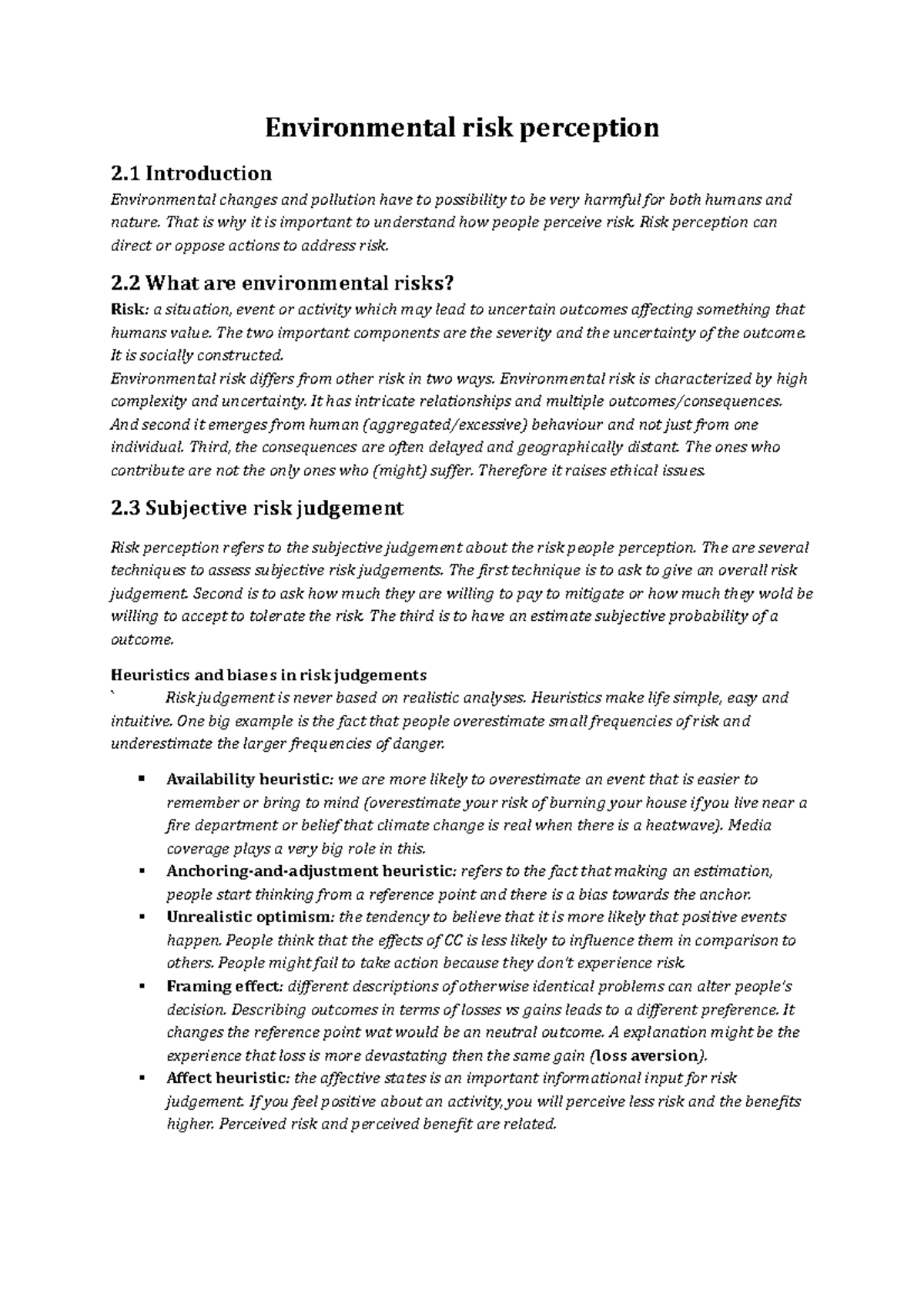 Environmental risk perception - That is why it is important to ...