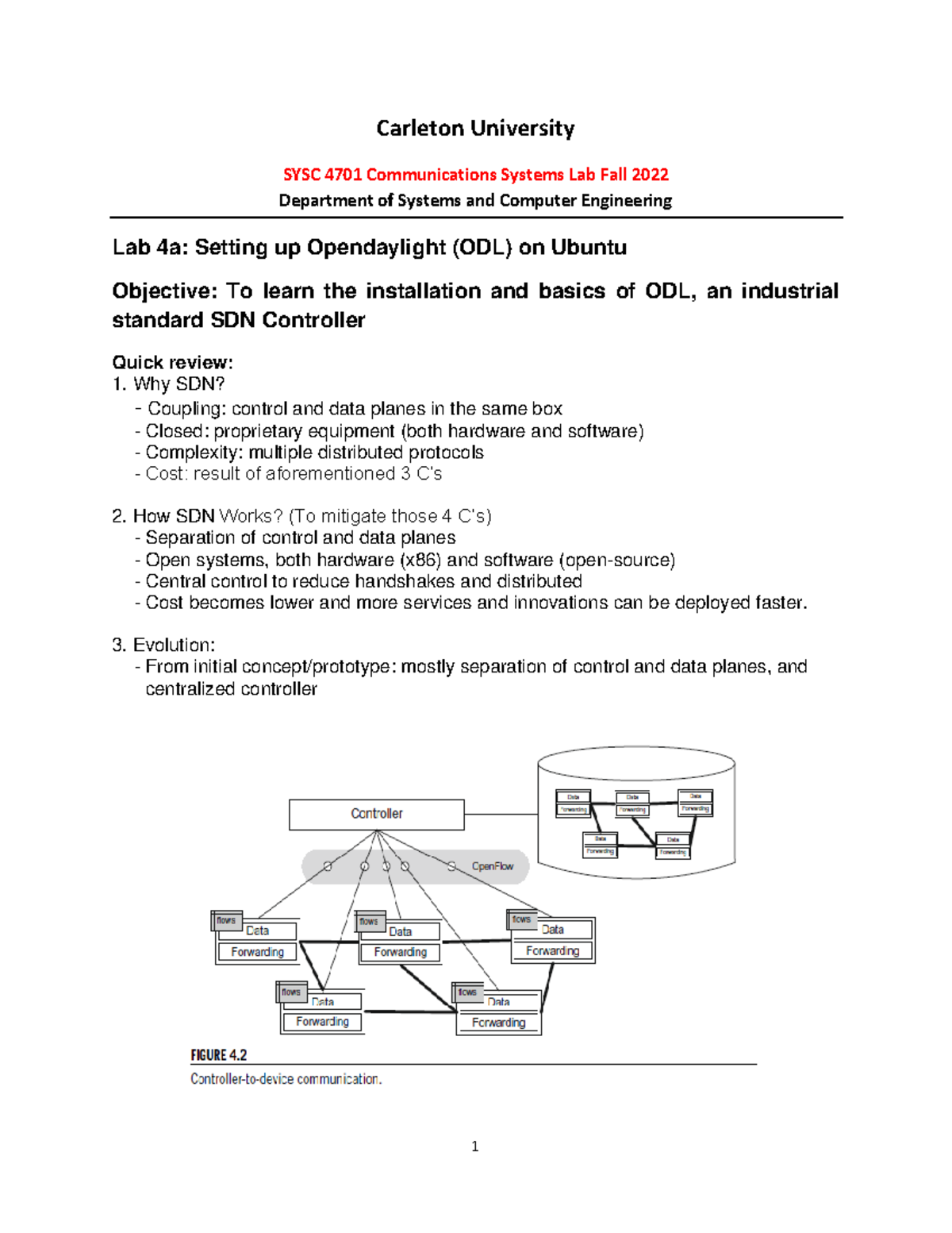 Lab5a F22 Open Daylight Controller - Carleton University SYSC 4701 ...