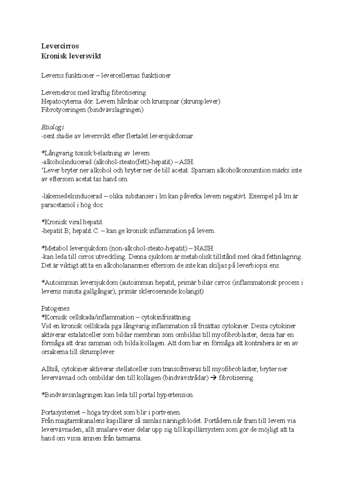 Levercirros, leversjukdomar - Levercirros Kronisk leversvikt Leverns ...