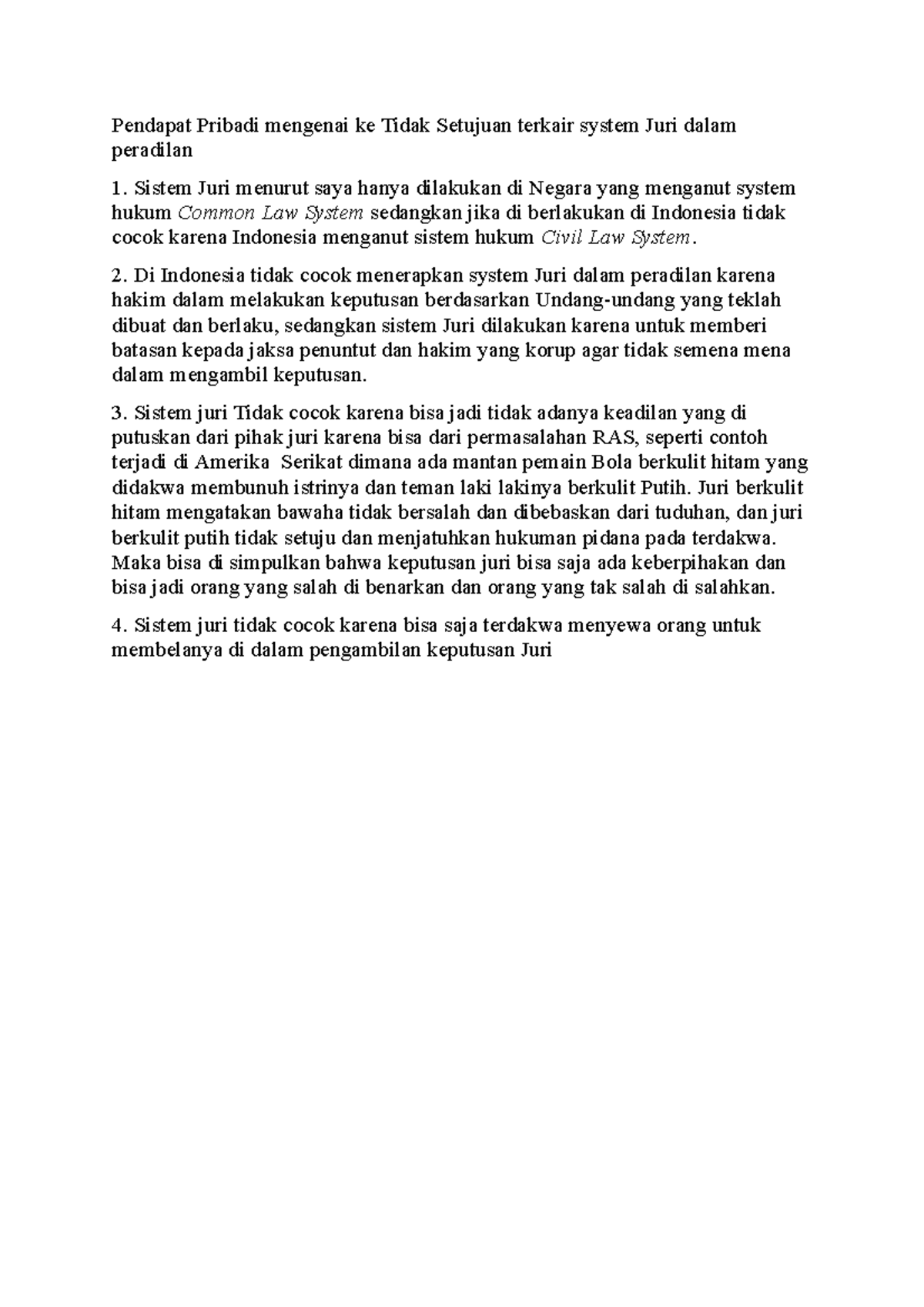 Sistem Juri Opini - Pendapat Pribadi mengenai ke Tidak Setujuan terkair ...