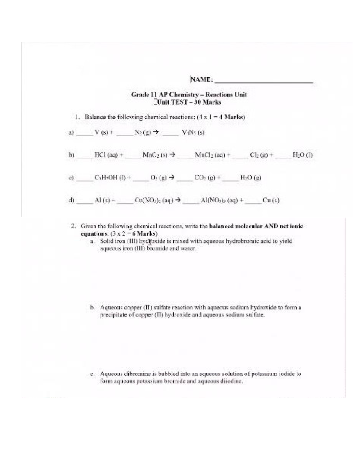 Copy of 2015 Chem Test - Practice Test - CHEM 1300 - Studocu