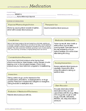 Aricept - med for med surg - ACTIVE LEARNING TEMPLATES Medication ...
