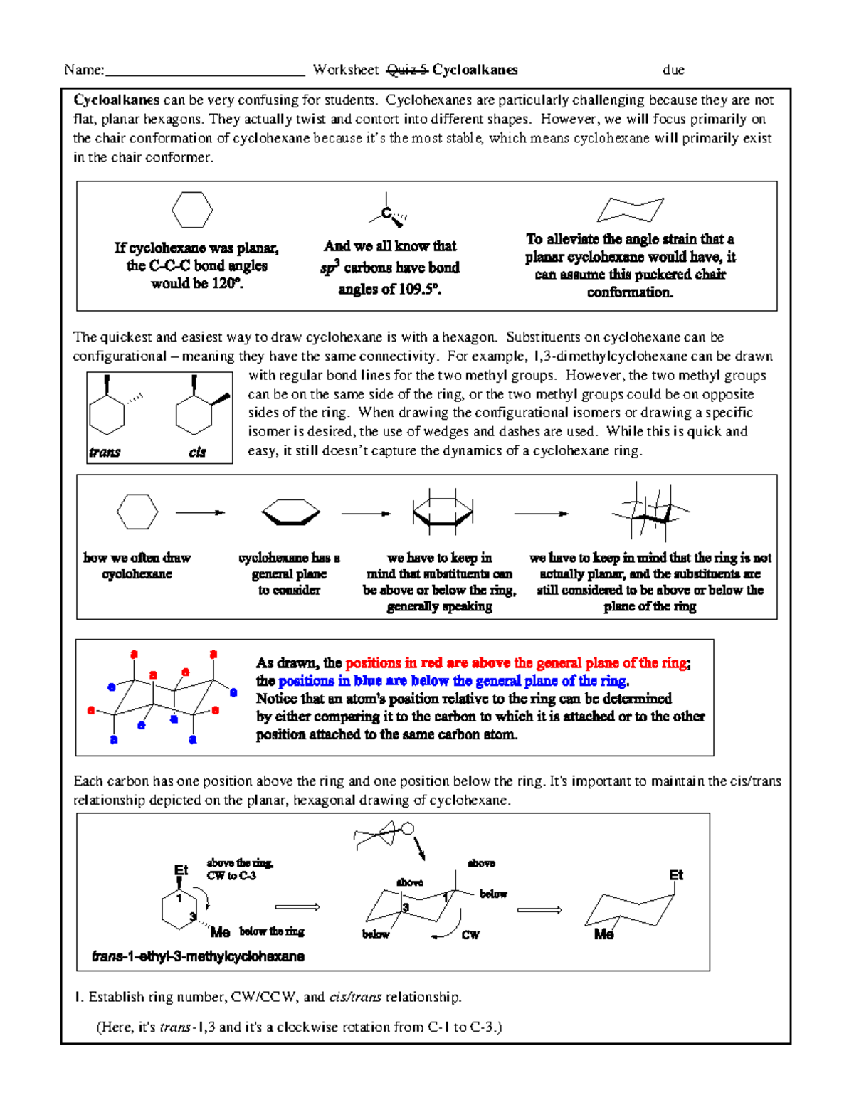 S21 2230 worksheet cycloalkanes - Name ...