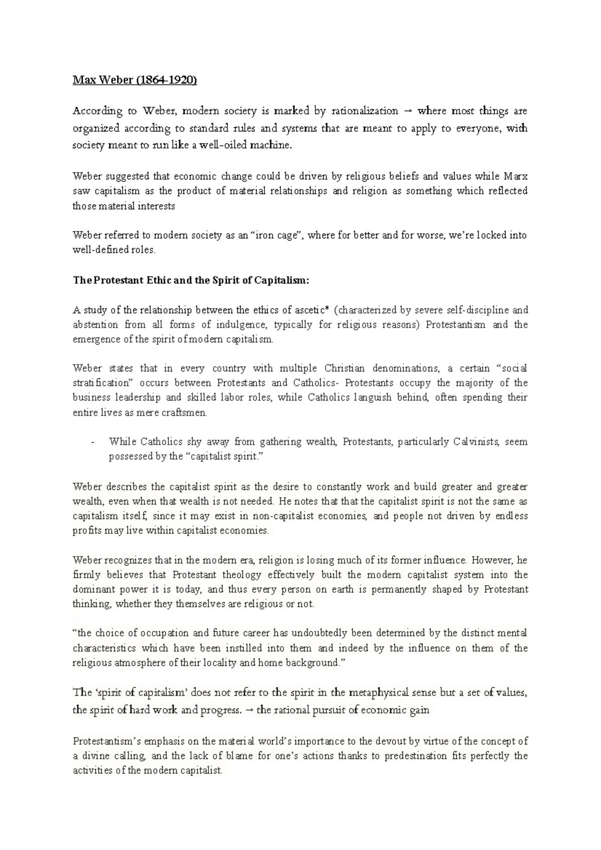 Max weber (hs2001 notes) - Max Weber (1864-1920) According to Weber ...