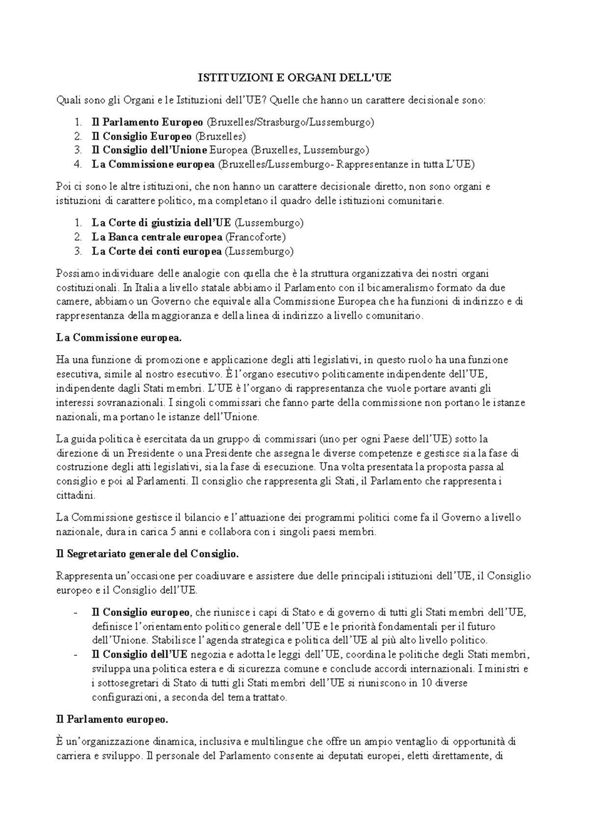 Istituzioni E Organi DELL UE - ISTITUZIONI E ORGANI DELL'UE Quali sono ...