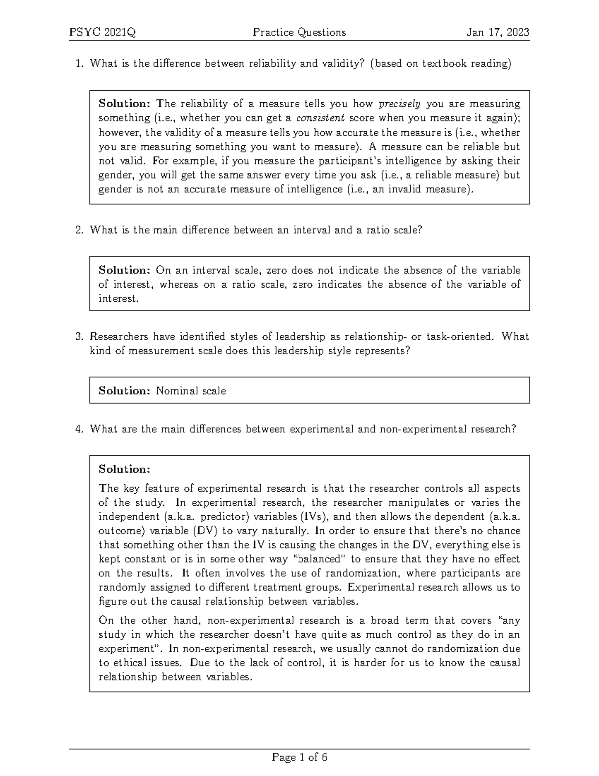 13 - practice questions - What is the difference between reliability ...