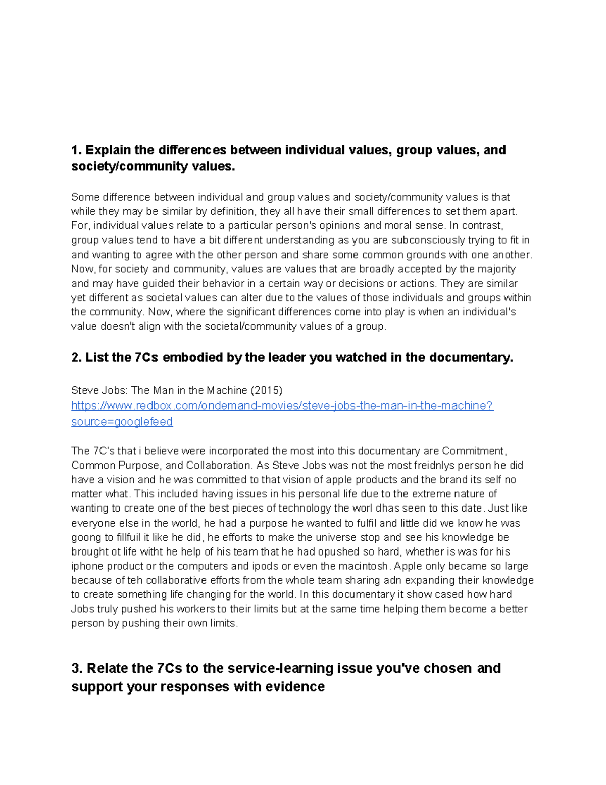 7Cs of Social Change Reflection-2 - 1. Explain the differences between ...