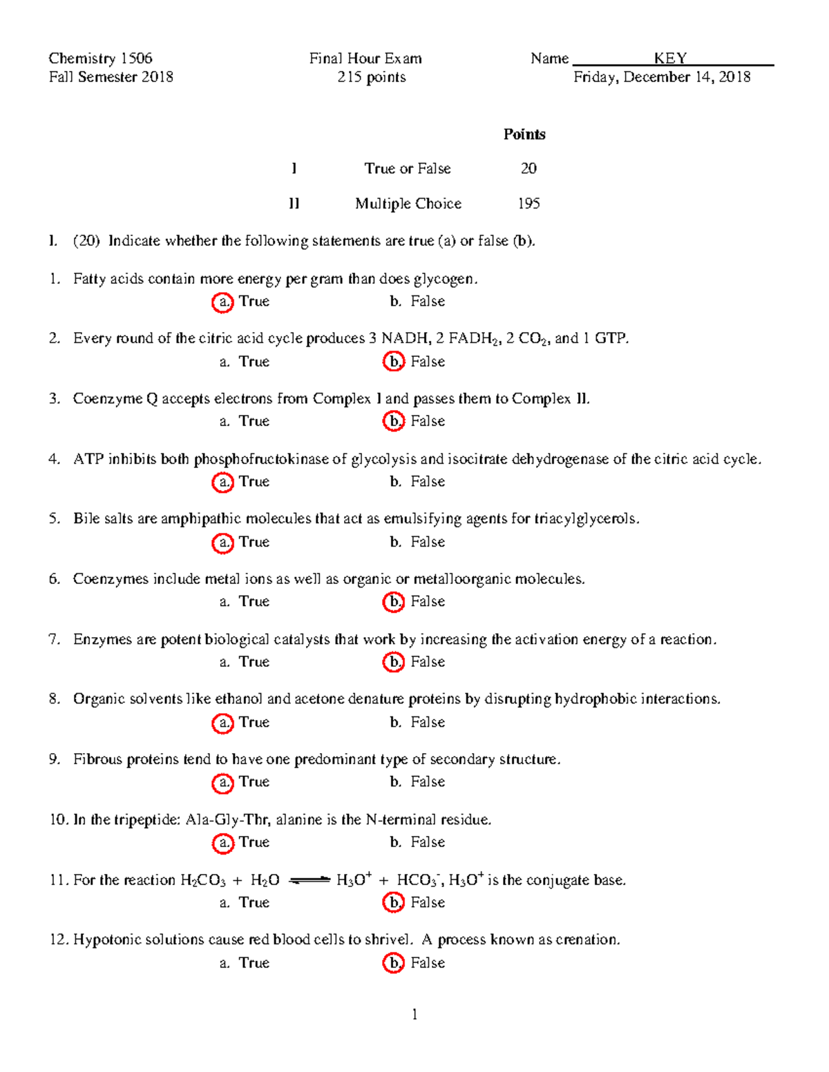 1510 fnl ex key f18 - Final Exam Practice questions - Chemistry 1506 ...