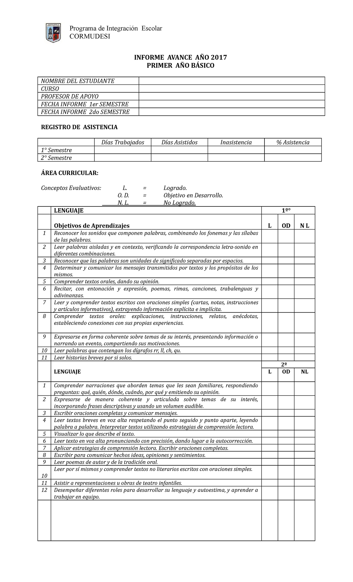 Informe de avance 1 año - Será bueno - Programa de Integración Escolar ...