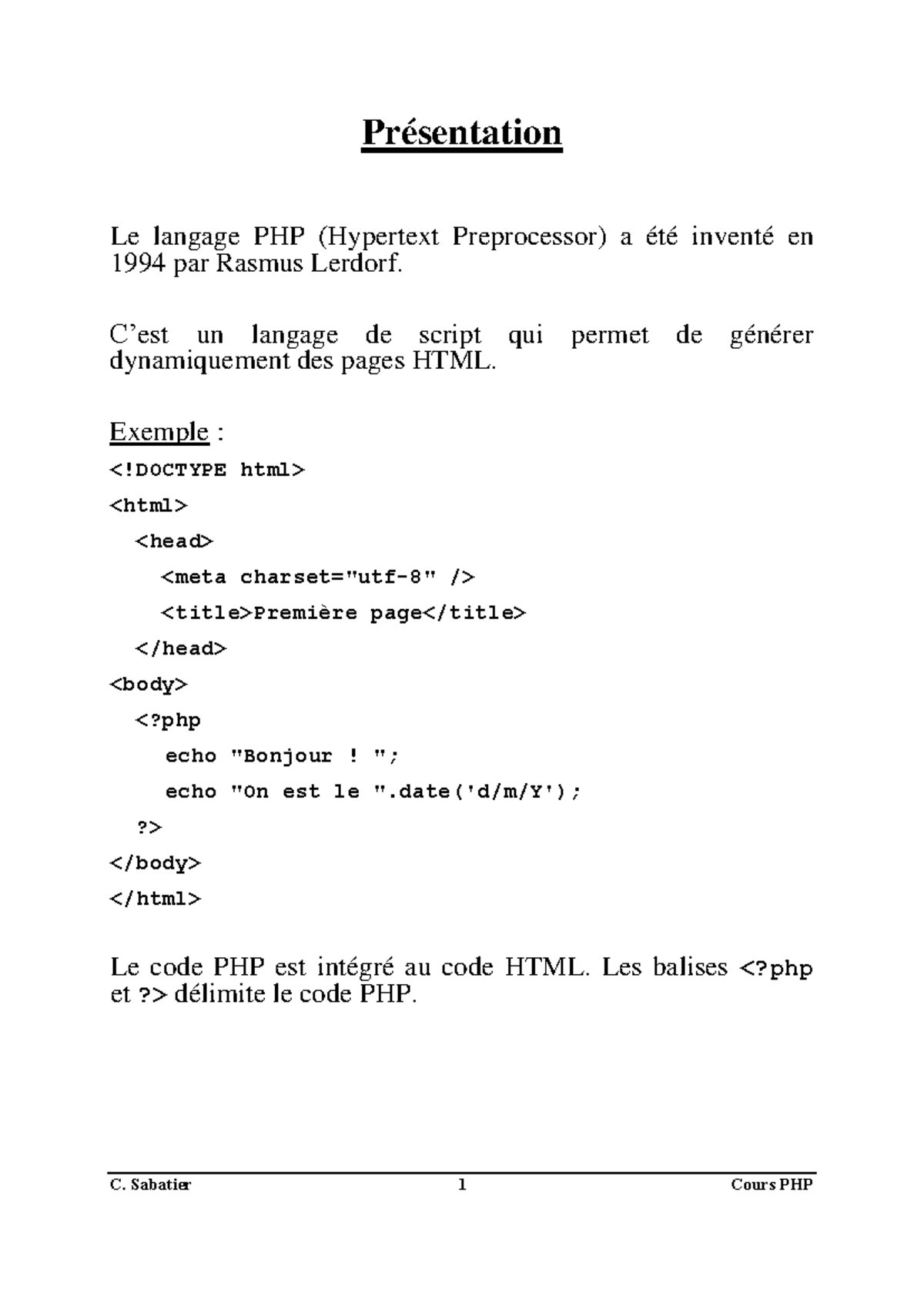 3 Php 2021 22 Cours Php Présentation Le Langage Php Hypertext