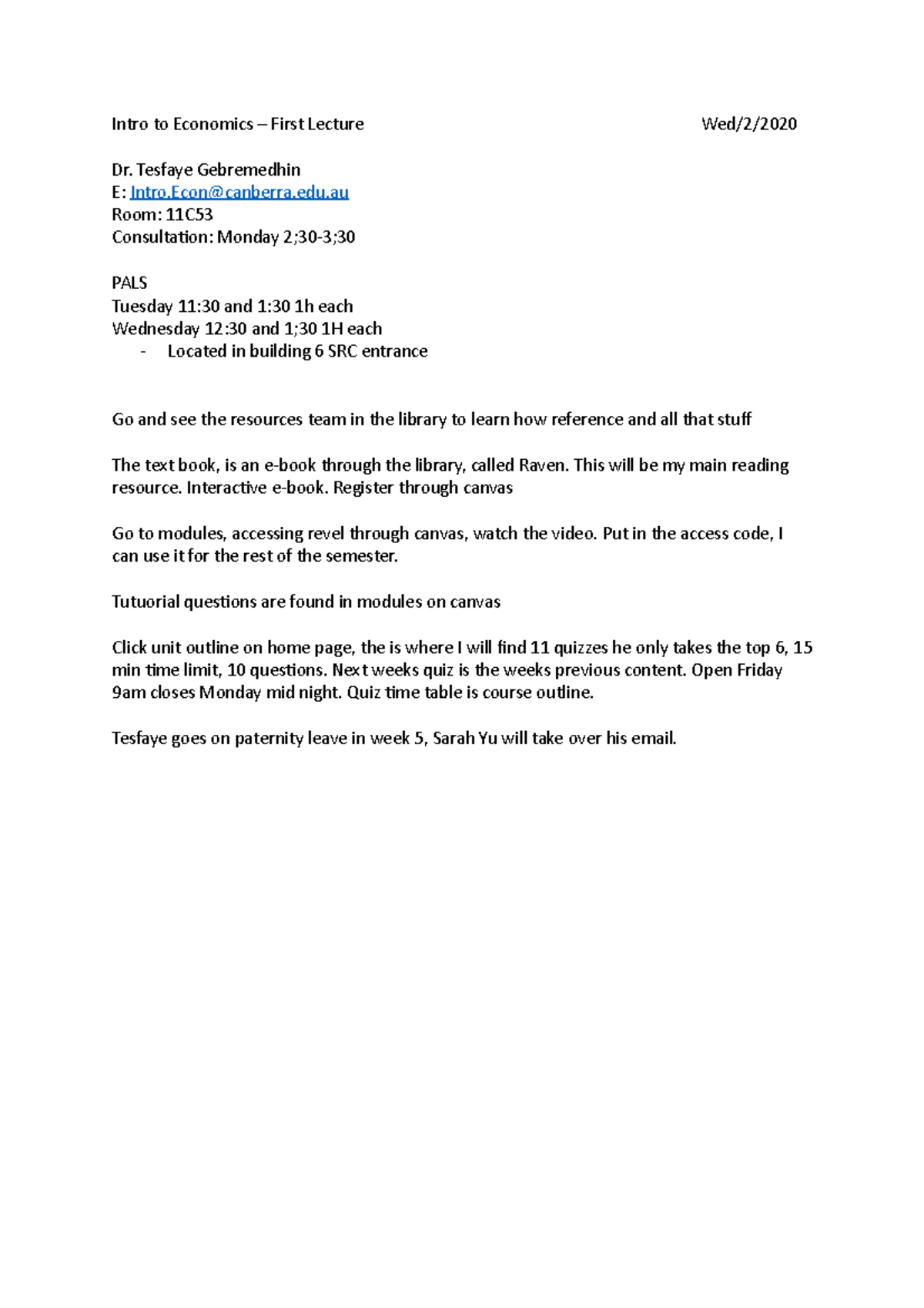 Introduction To Economics Course Notes - Intro to Economics – First ...