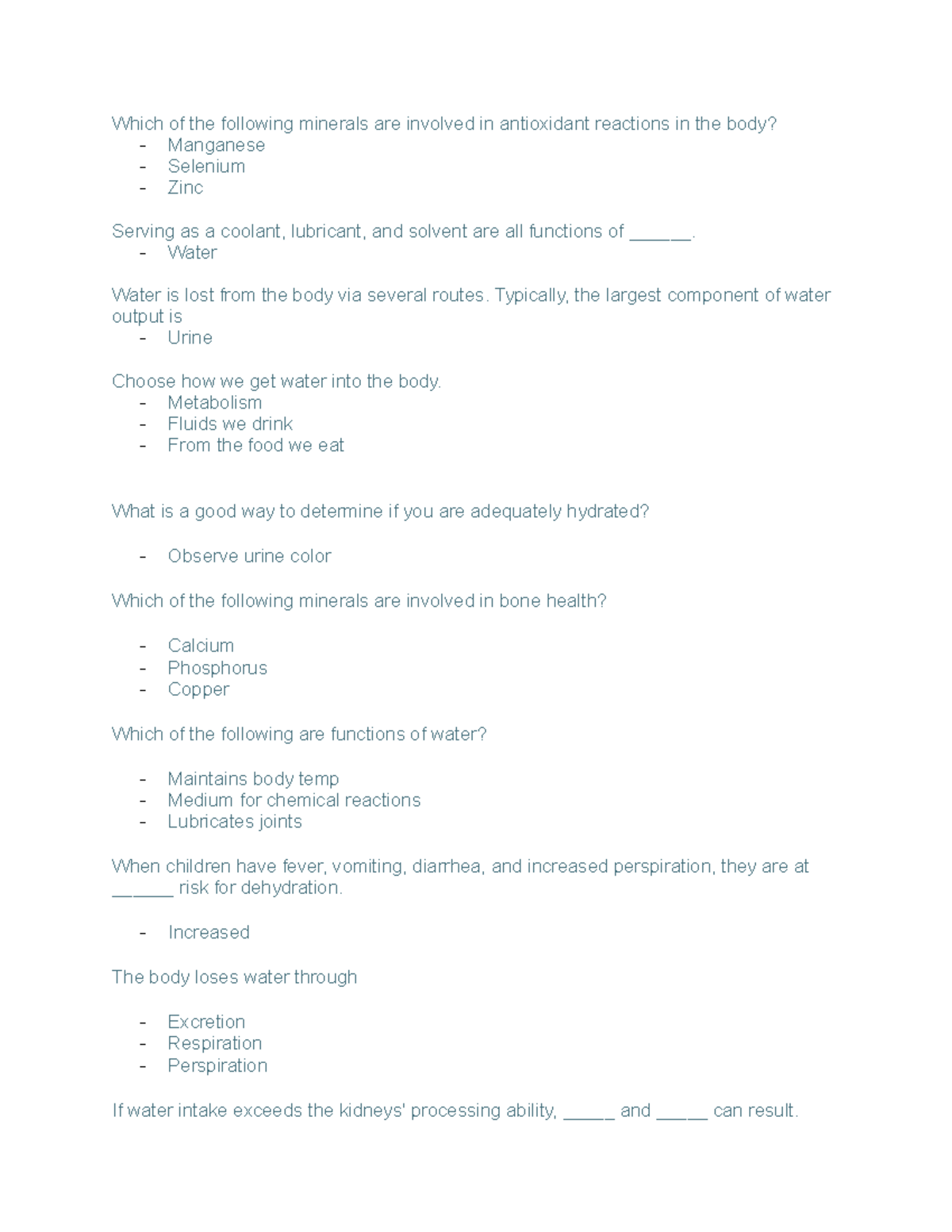 Vitamins and Minerals Notes - Which of the following minerals are ...