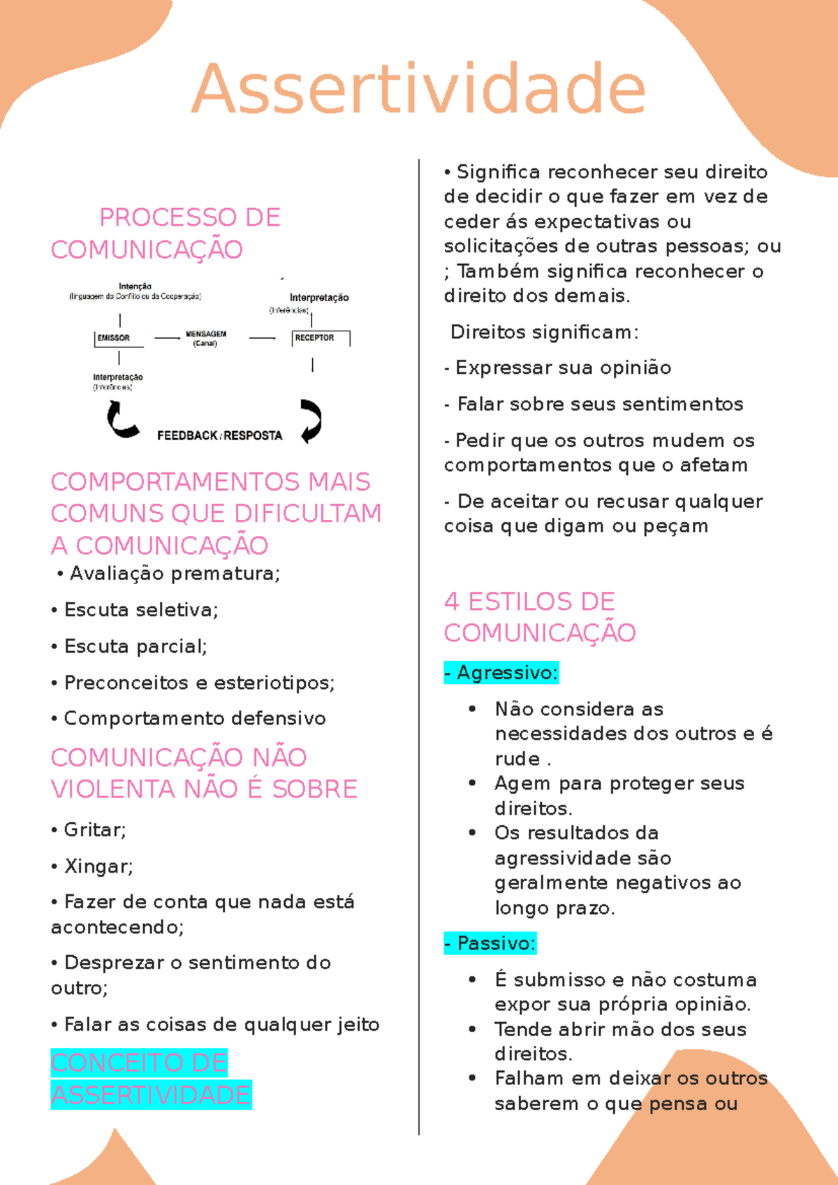 Assertividade resumoooo - Assertividade PROCESSO DE COMUNICAÇÃO ...