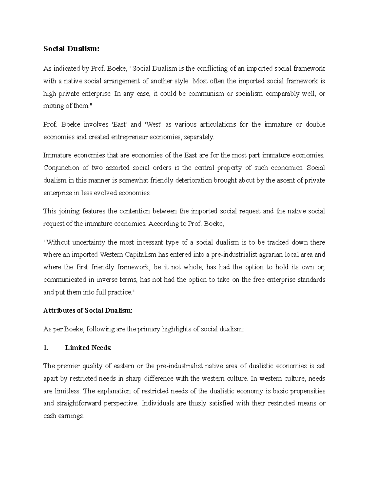 Social Dualism - Social Dualism: As indicated by Prof. Boeke, "Social ...