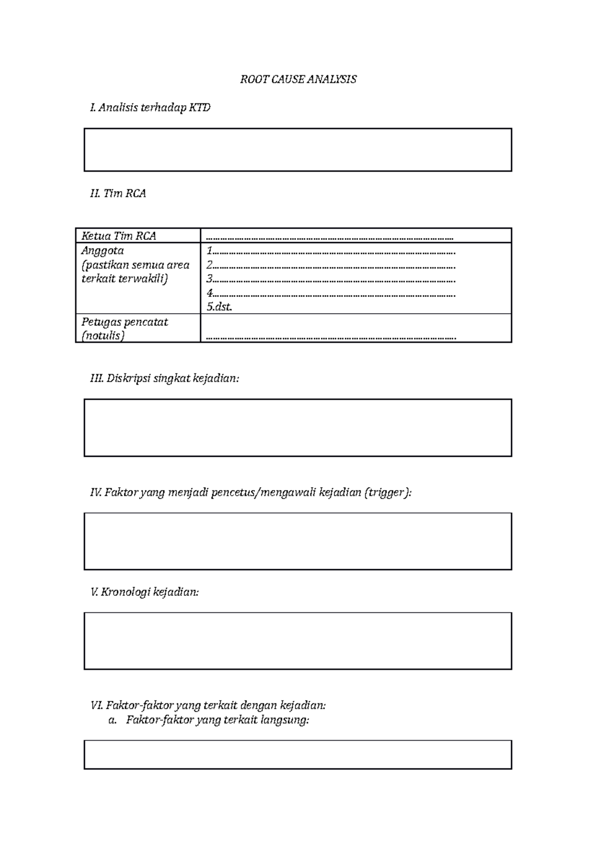 5d. Contoh FORM FMEA DAN RCA-1 - ROOT CAUSE ANALYSIS I. Analisis ...