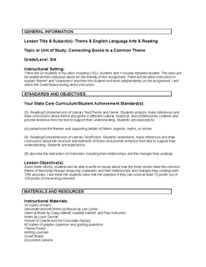 D165 task 2 - pass - D165 Task 2 A. Identify three K–6-grade level ...