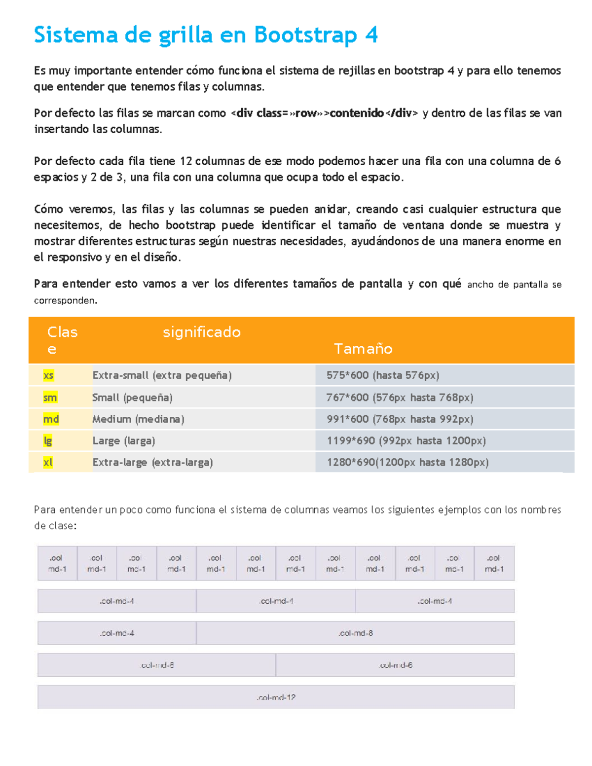 Sistema de grillas en Bootstrap 4 - Por defecto las filas se marcan como