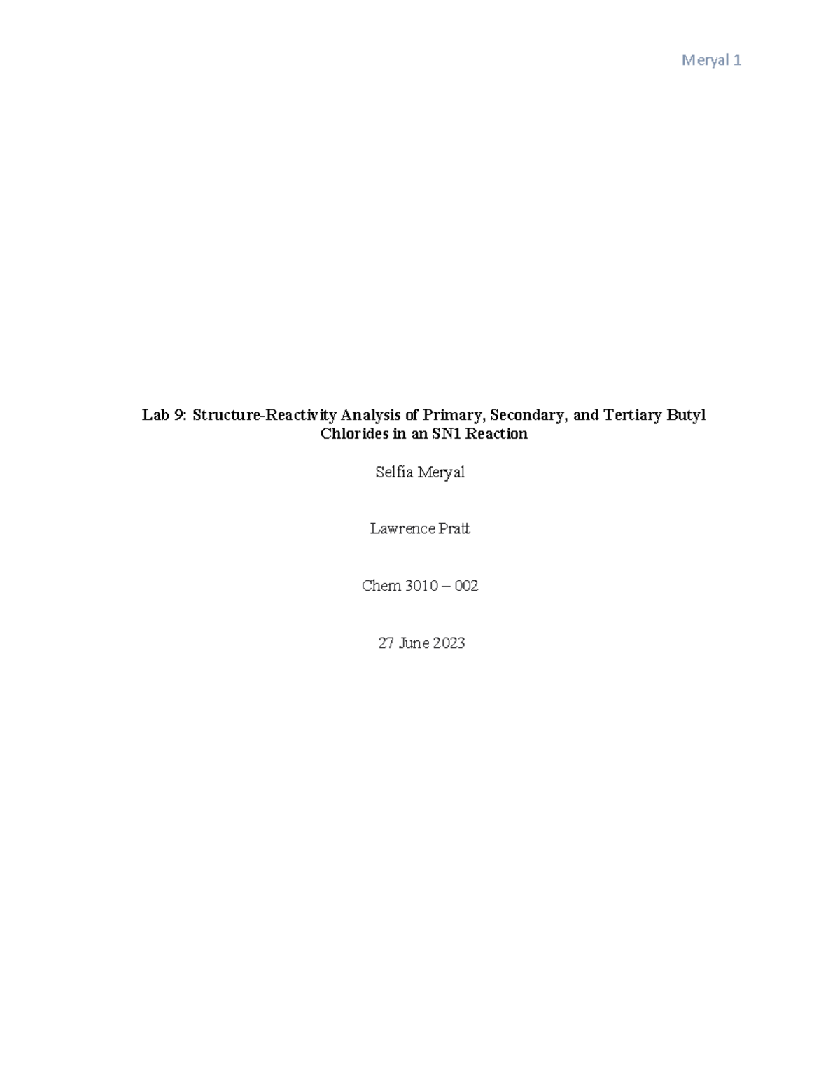 Lab 9 - lab 9 - CHM4053 - UCF - Studocu