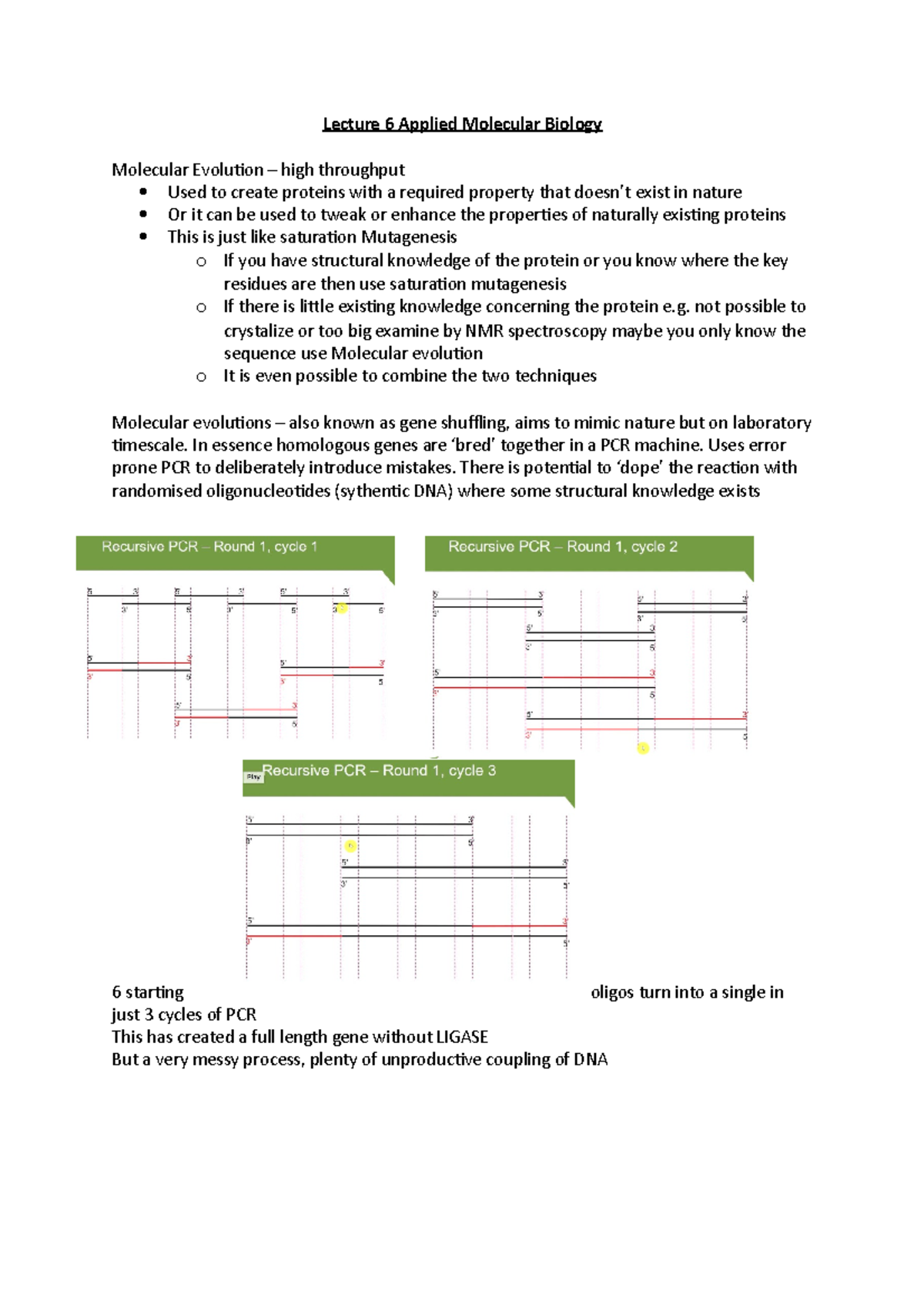 Lecture 6 Applied Molecular Biology - Lecture 6 Applied Molecular ...