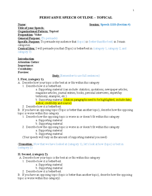 Problem-Cause-Solution Outline - 1 OUTLINE Name: Session: CMST Title of ...