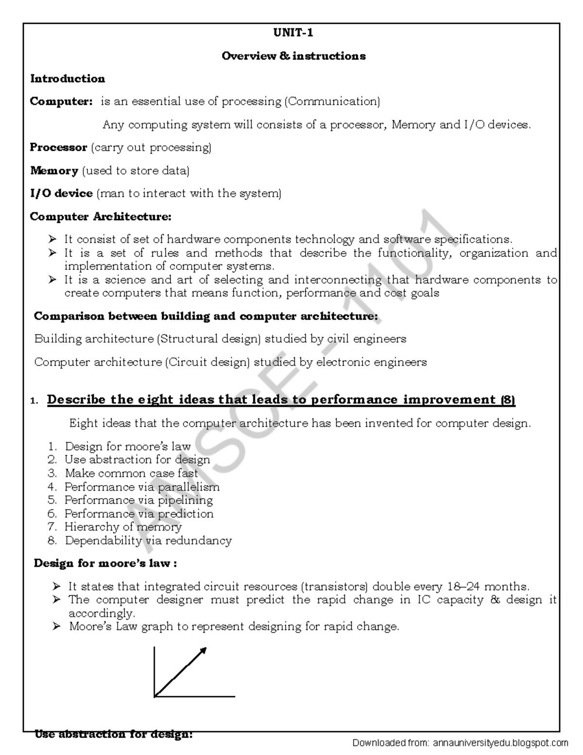 Computer architecture - UNIT- Overview & instructions Introduction ...