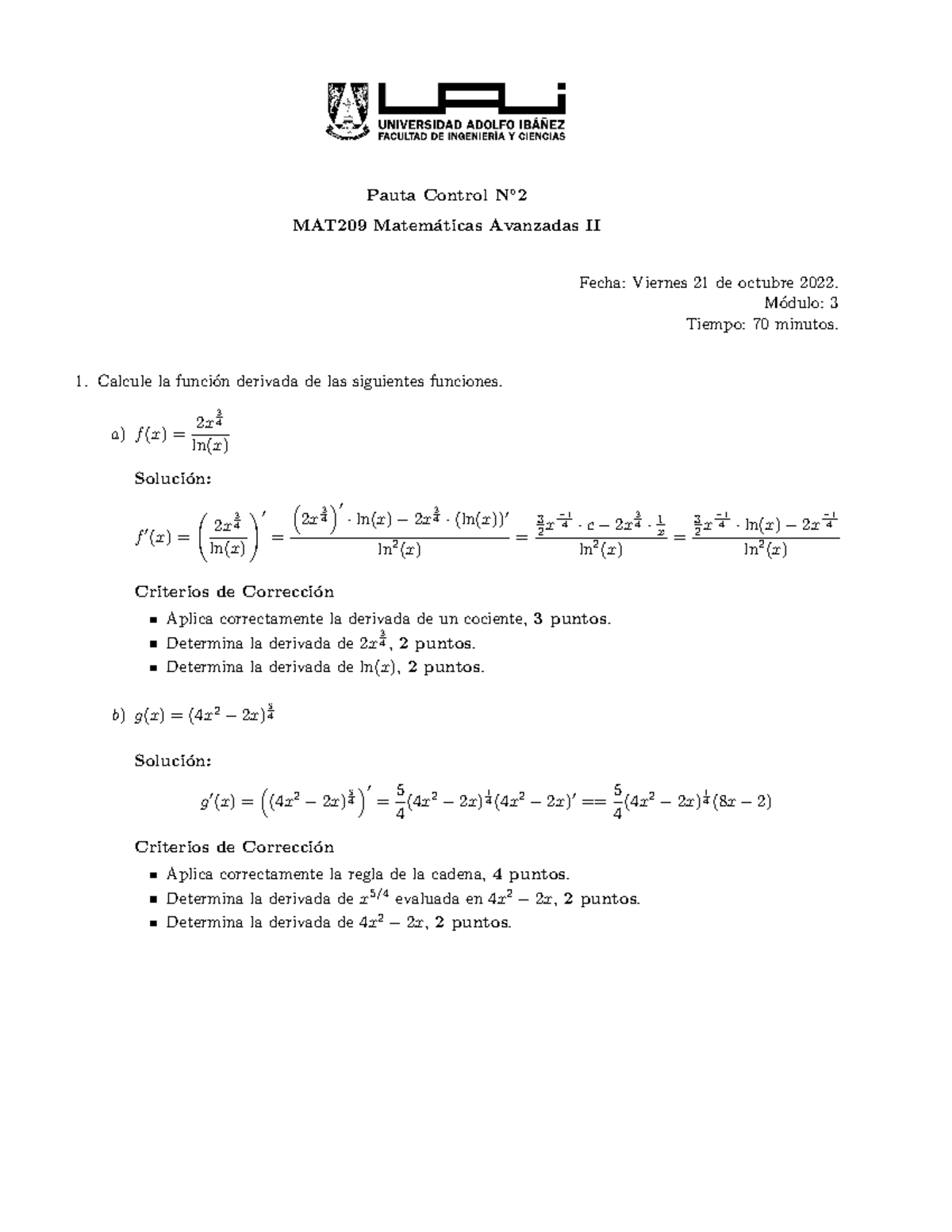 Pauta Control 2 V3 MAII 2022-2 - Pauta Control N 2 MAT209 Matem ́aticas Avanzadas II Fecha ...
