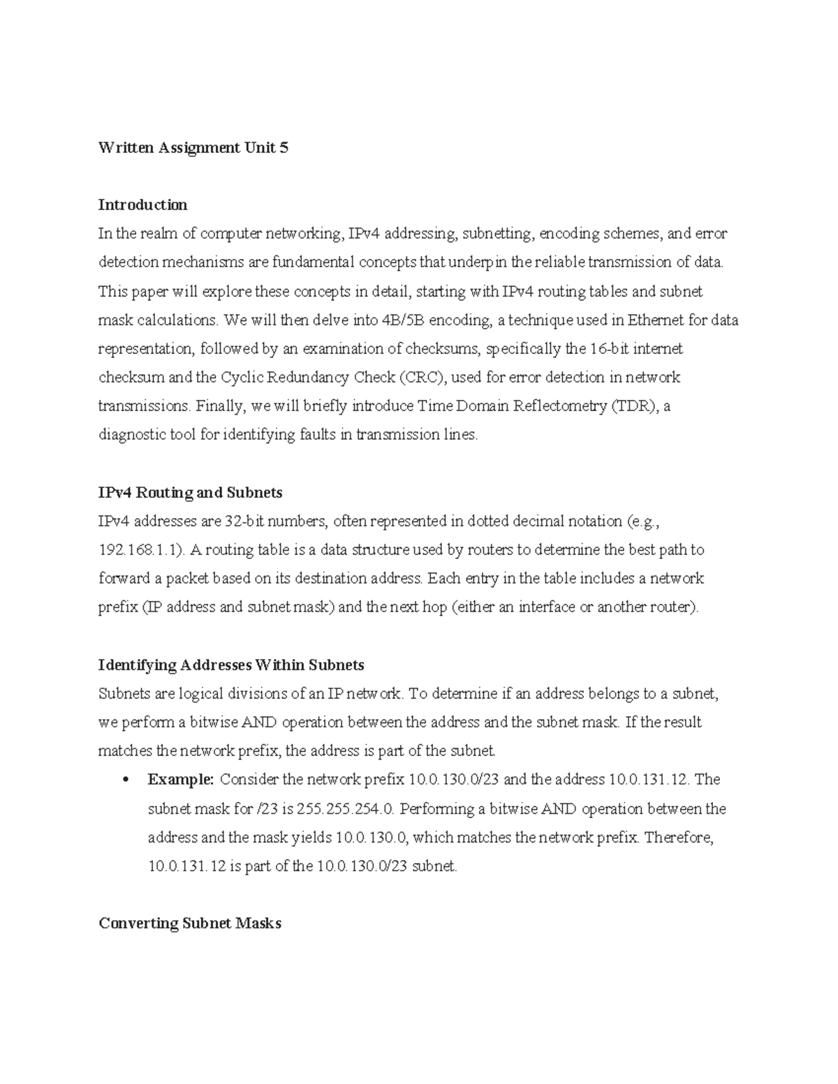 Written Assignment Unit 5 - This paper will explore these concepts in ...