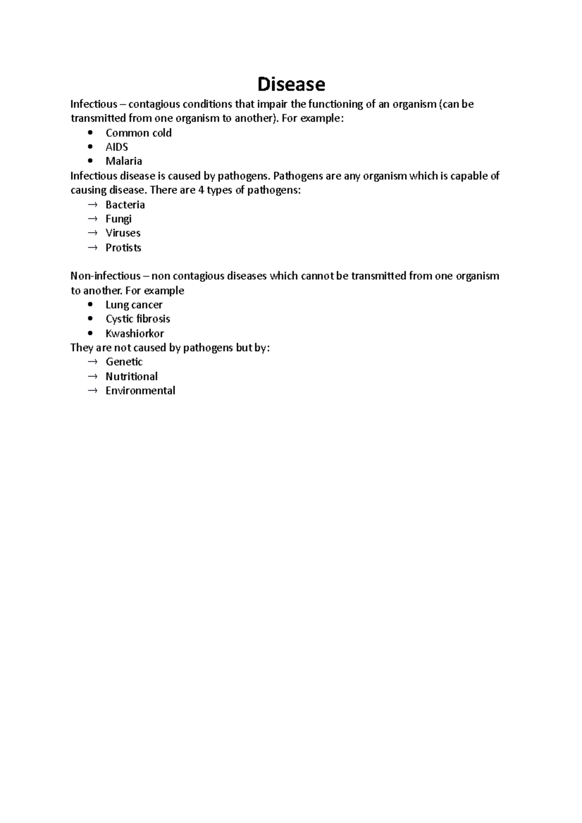 Disease module 7, notes very detailed - Disease Infectious – contagious ...