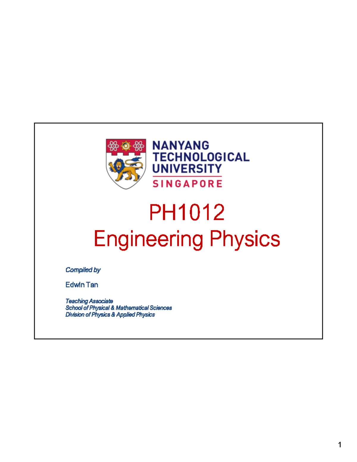 PH1012 Full Attack Strategy Guide - PH1012 - 3 + (QJLQHHULQJ 3 K\VLFV &RPSLOHG E\ (GZLQ - Studocu