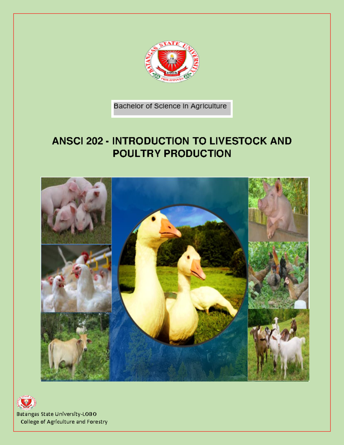 Ansci 202. Lecture Manual - Batangas State University-LOBO ANSCI 202 ...