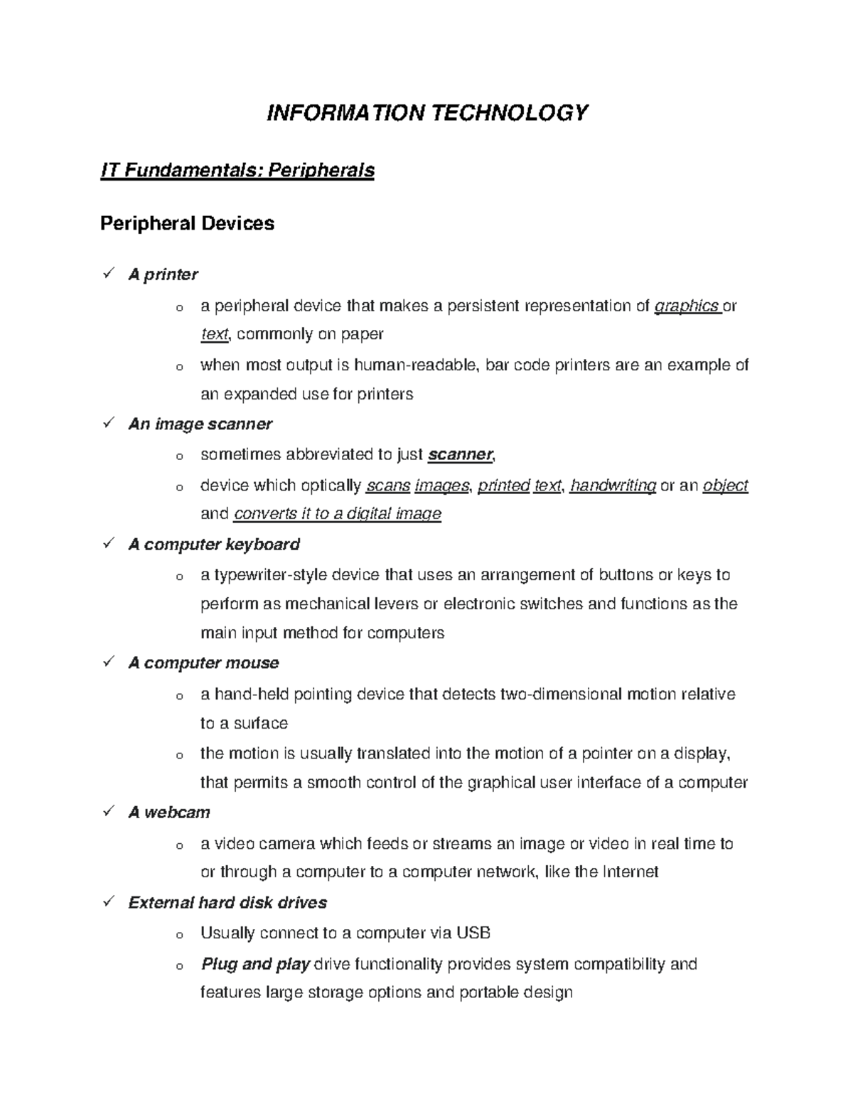 IT Fundamentals: Peripherals - Introduction To Information Technology ...