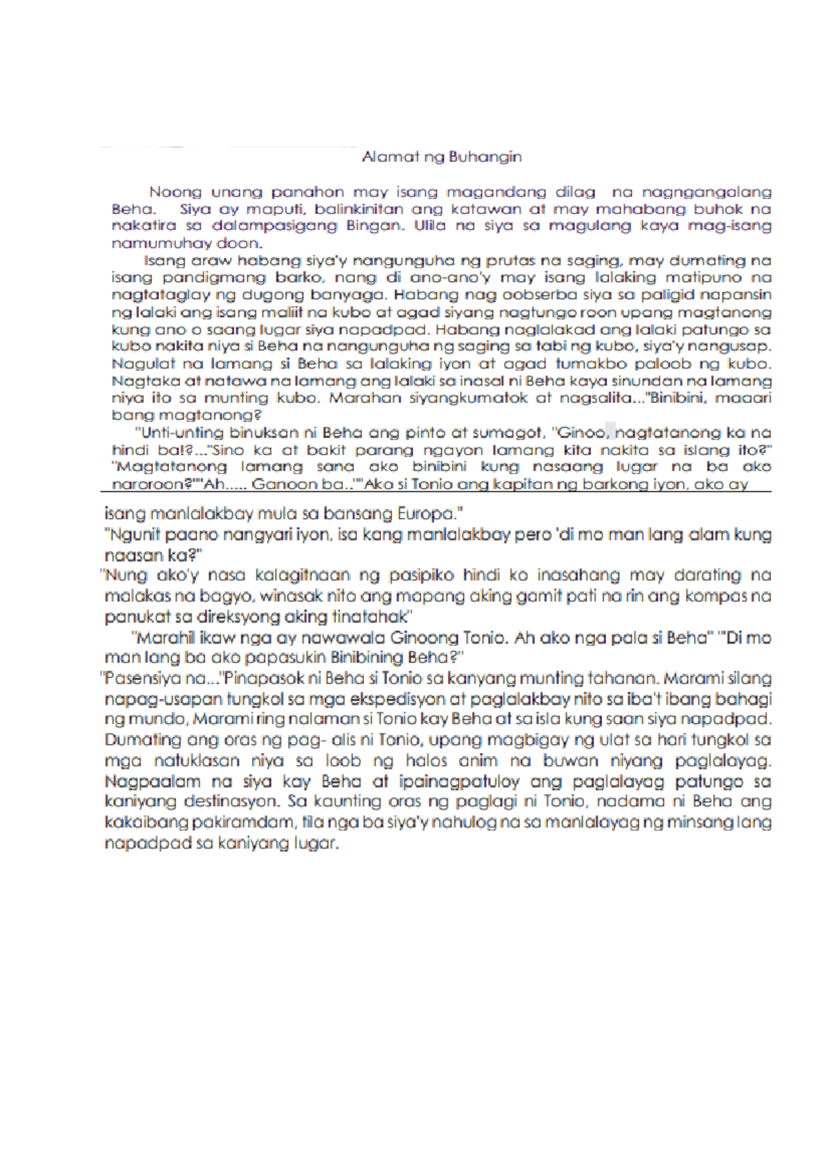 Alamat ng Buhangin 2 - Sample for discussion - Alamat ng Buhangin Noong ...