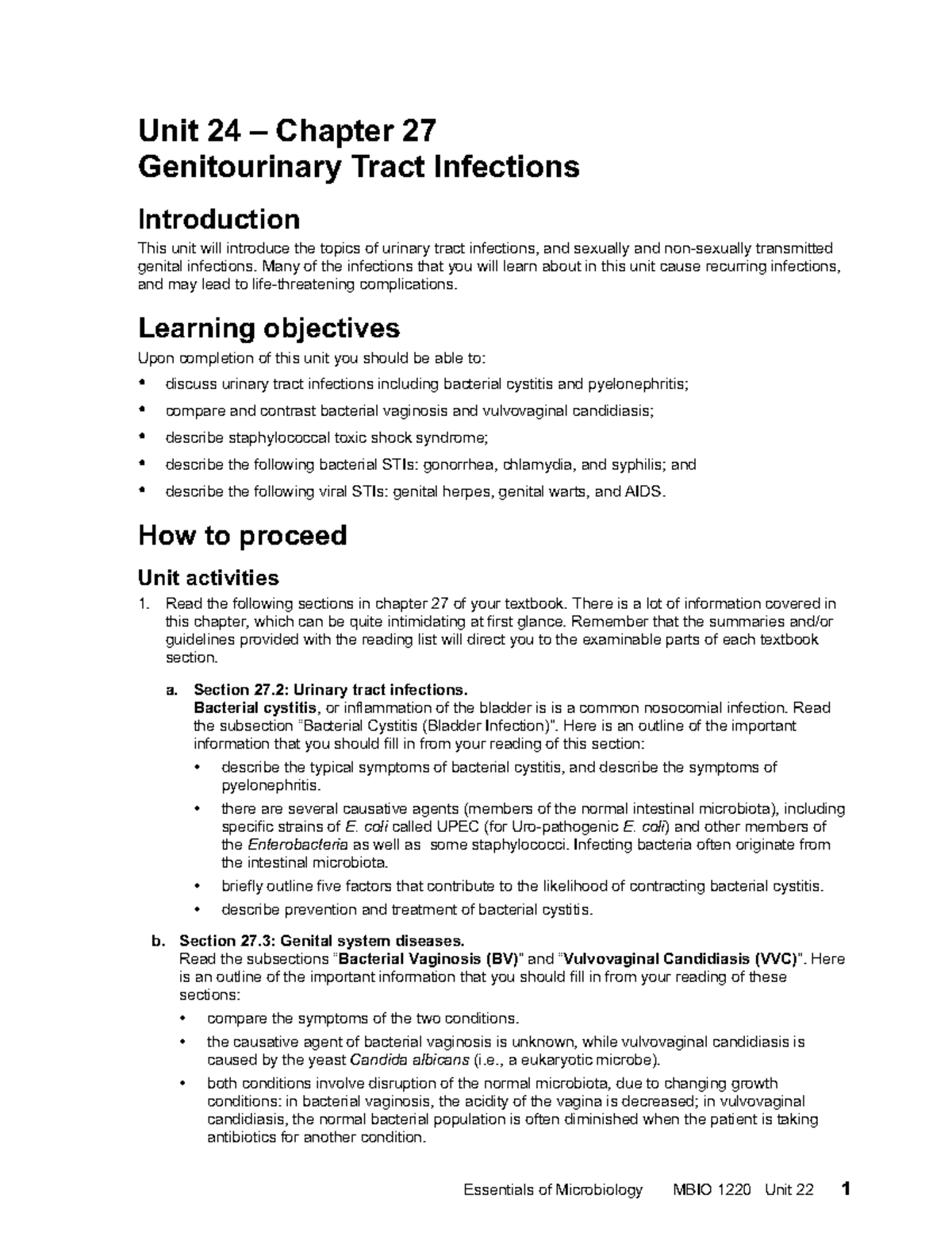 Unit24 9th ed - Essentials of Microbiology MBIO 1220 Unit 22 1 Unit 24 ...