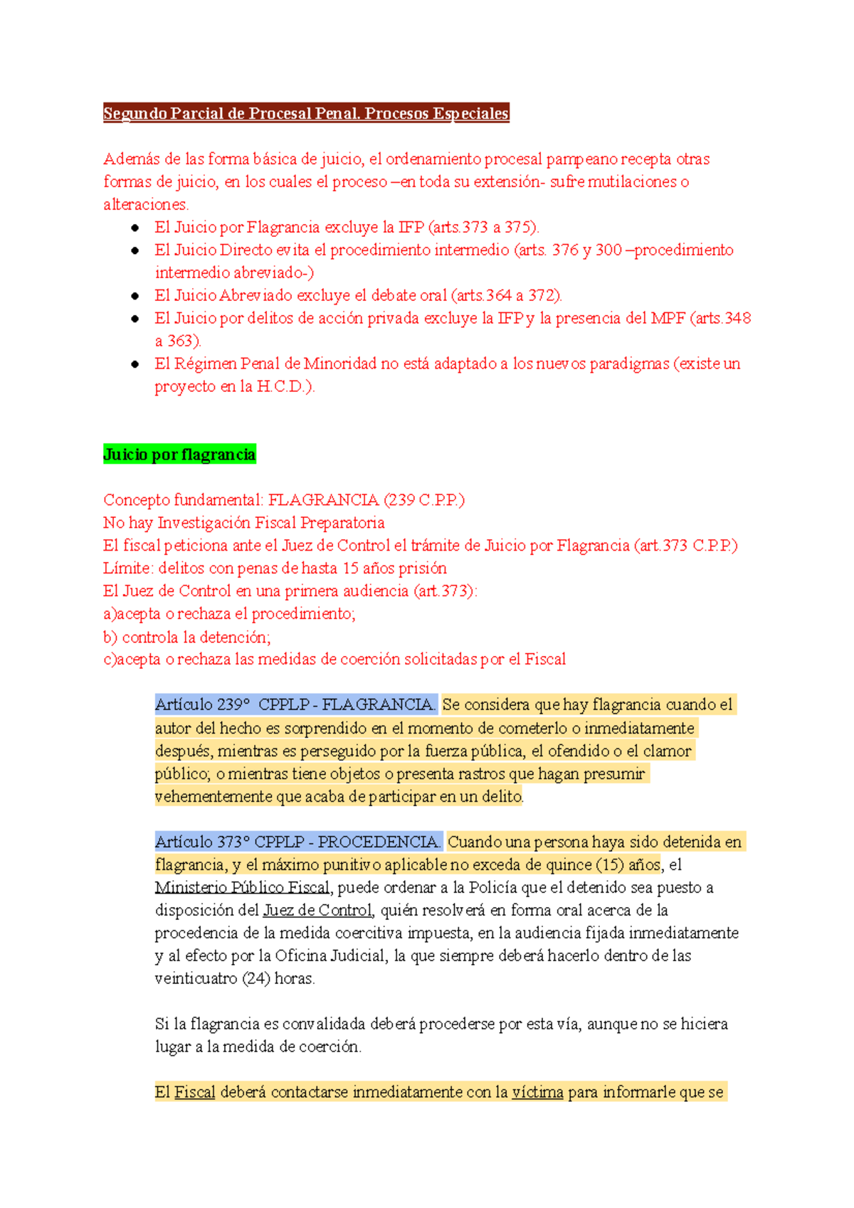 Resumen- Procesos Especiales - Segundo Parcial de Procesal Penal ...