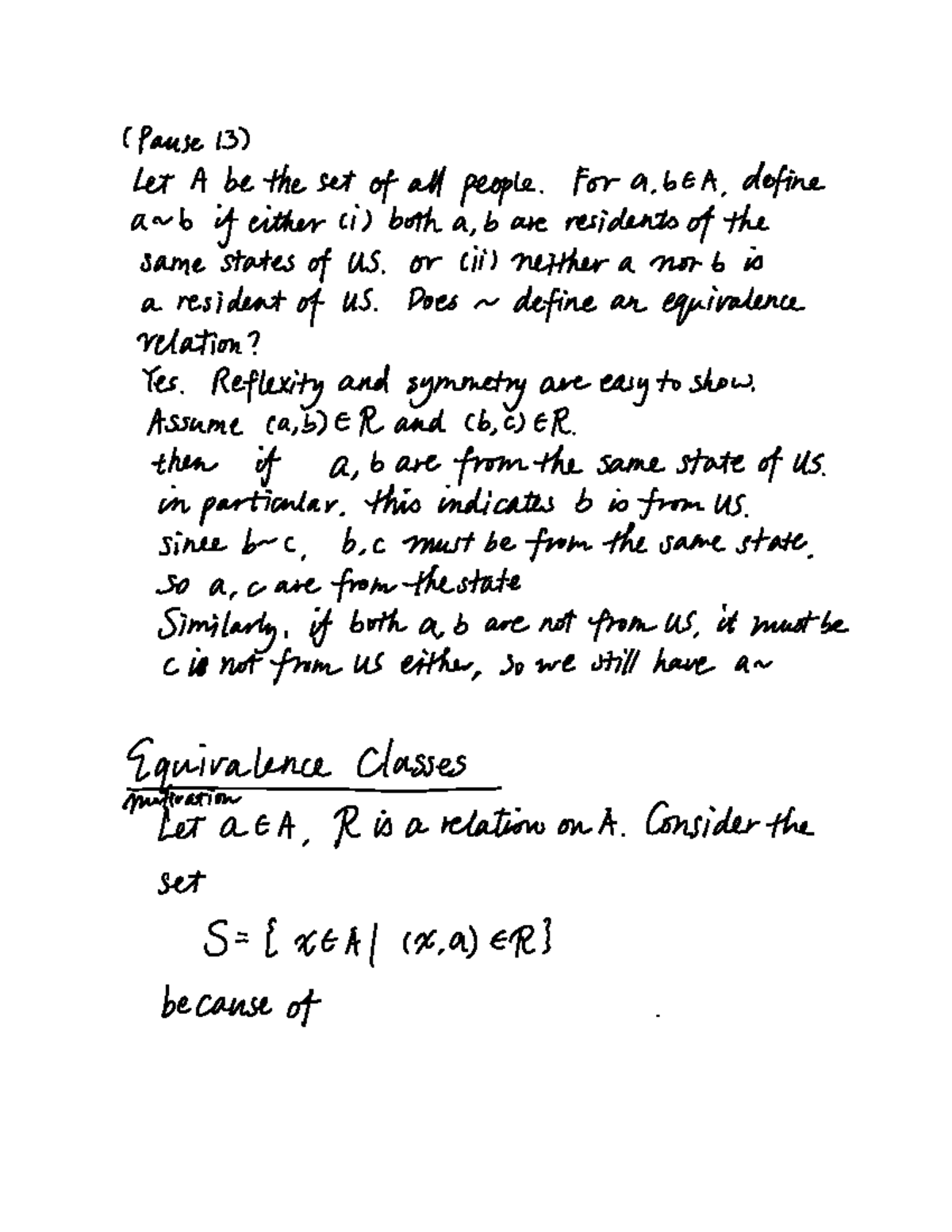 Lecture 5 - pause 137 let It bethe set of all people For a bEA define a ...