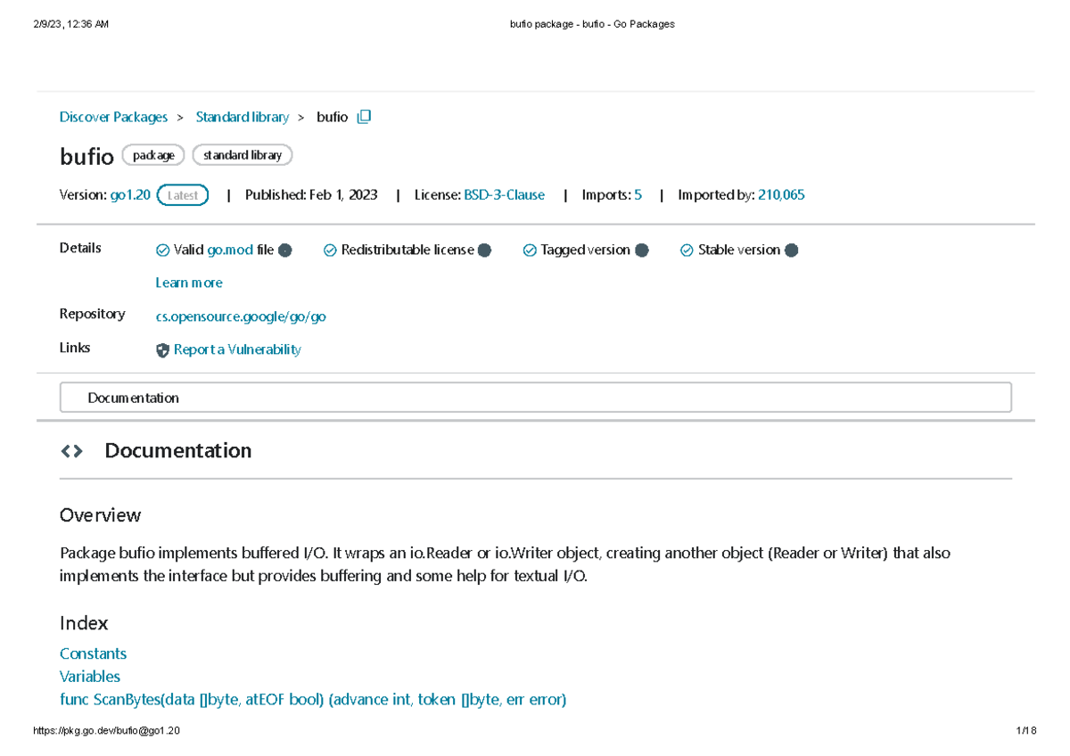 Bufio package - bufio - Go Packages - Details Learn more Repository cs.opensource/go/go Links ...